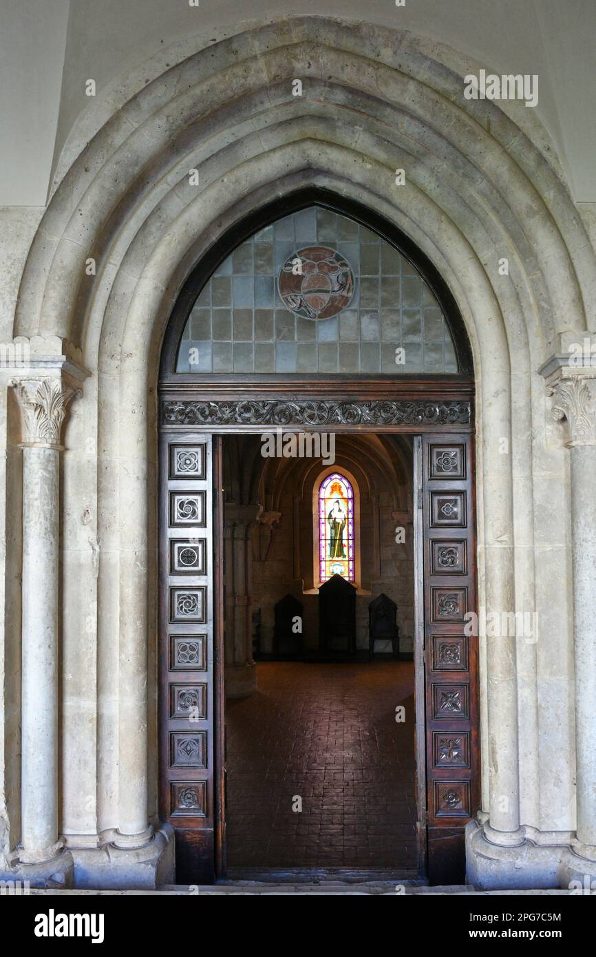 Entrance into the Casamari Abbey, a monumental medieval monastery ...
