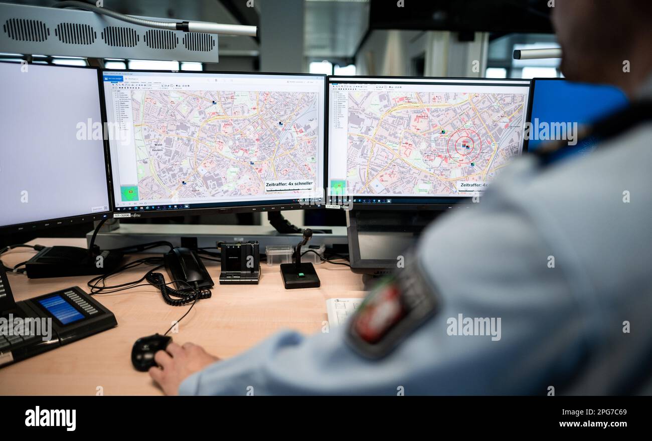 21 March 2023, North Rhine-Westphalia, Mönchengladbach: A map shows the ...