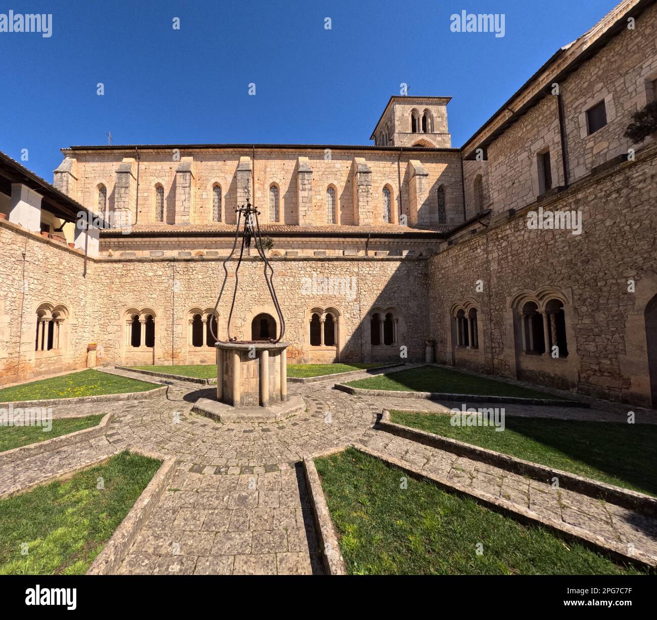 The cloister of Casamari Abbey, a medieval monastery located near Rome ...