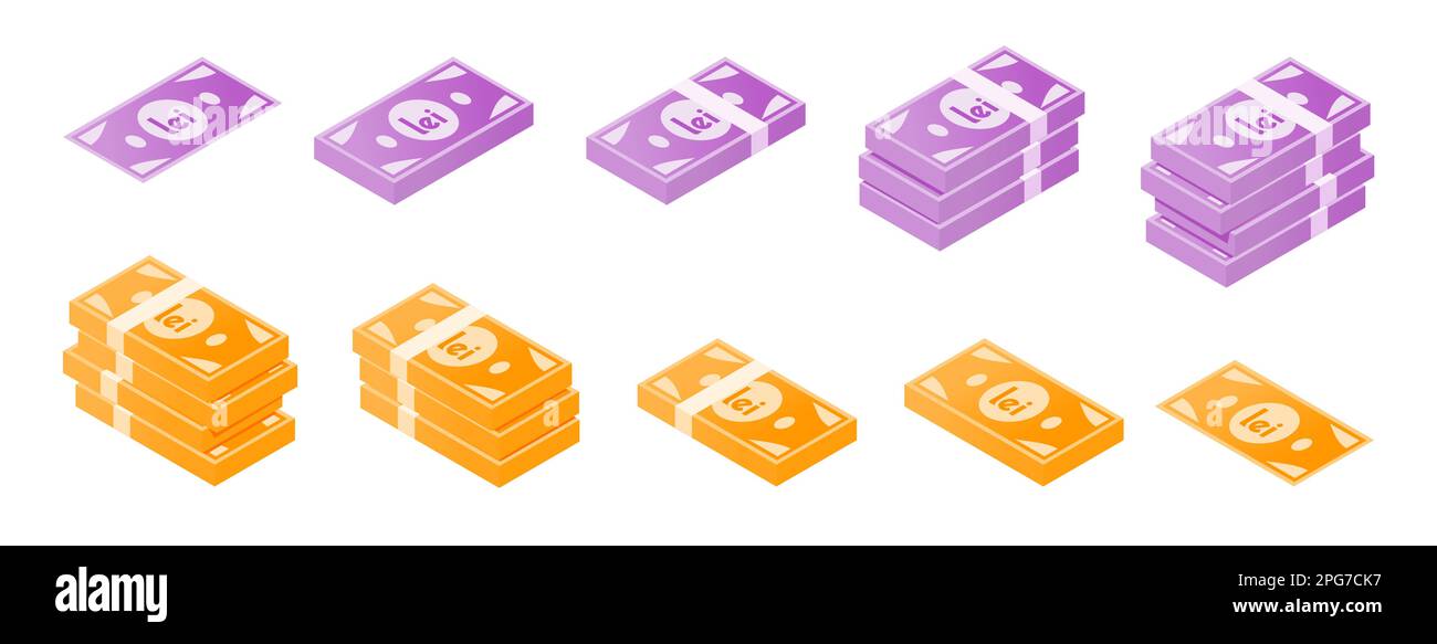 Romanian Leu Banknote Isometric Icon Set Stock Vector Image & Art - Alamy