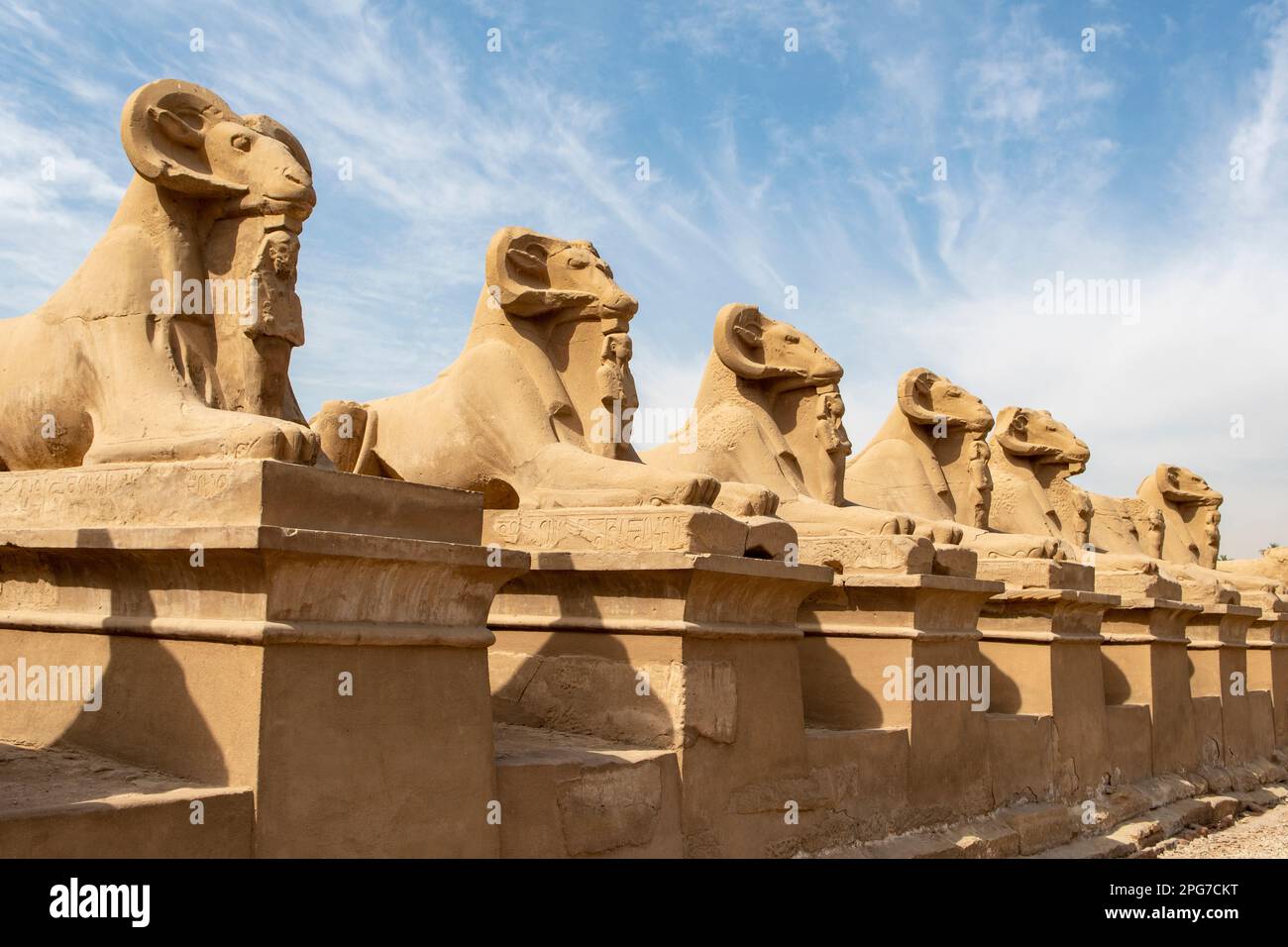 Row of Ram Statues at Karnak Temple, Luxor, Egypt Stock Photo - Alamy