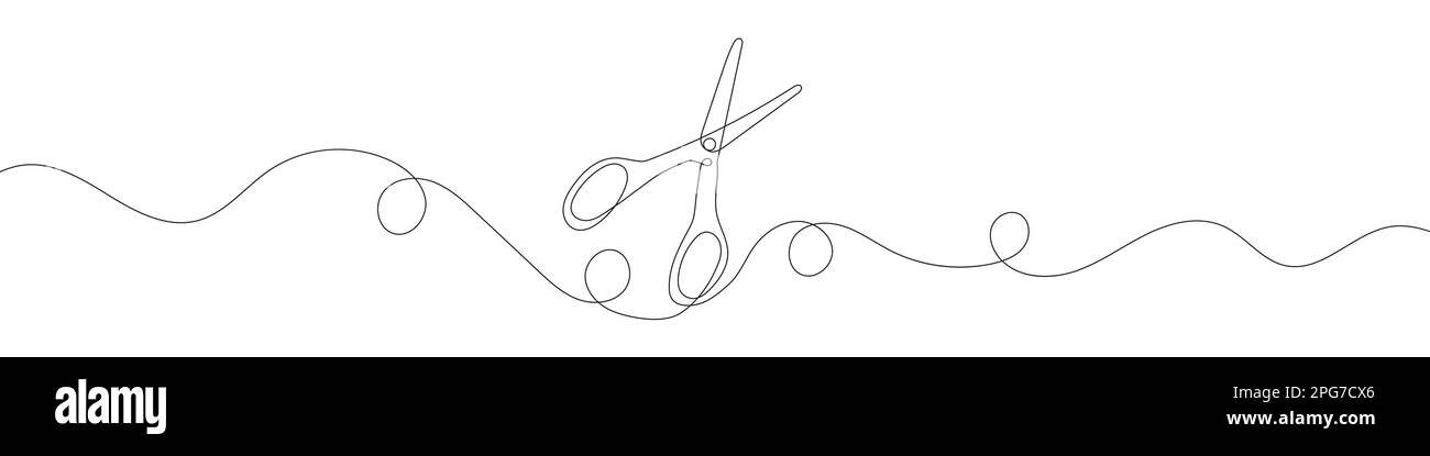 Continuous linear drawing of scissors. Single line drawing of scissors ...