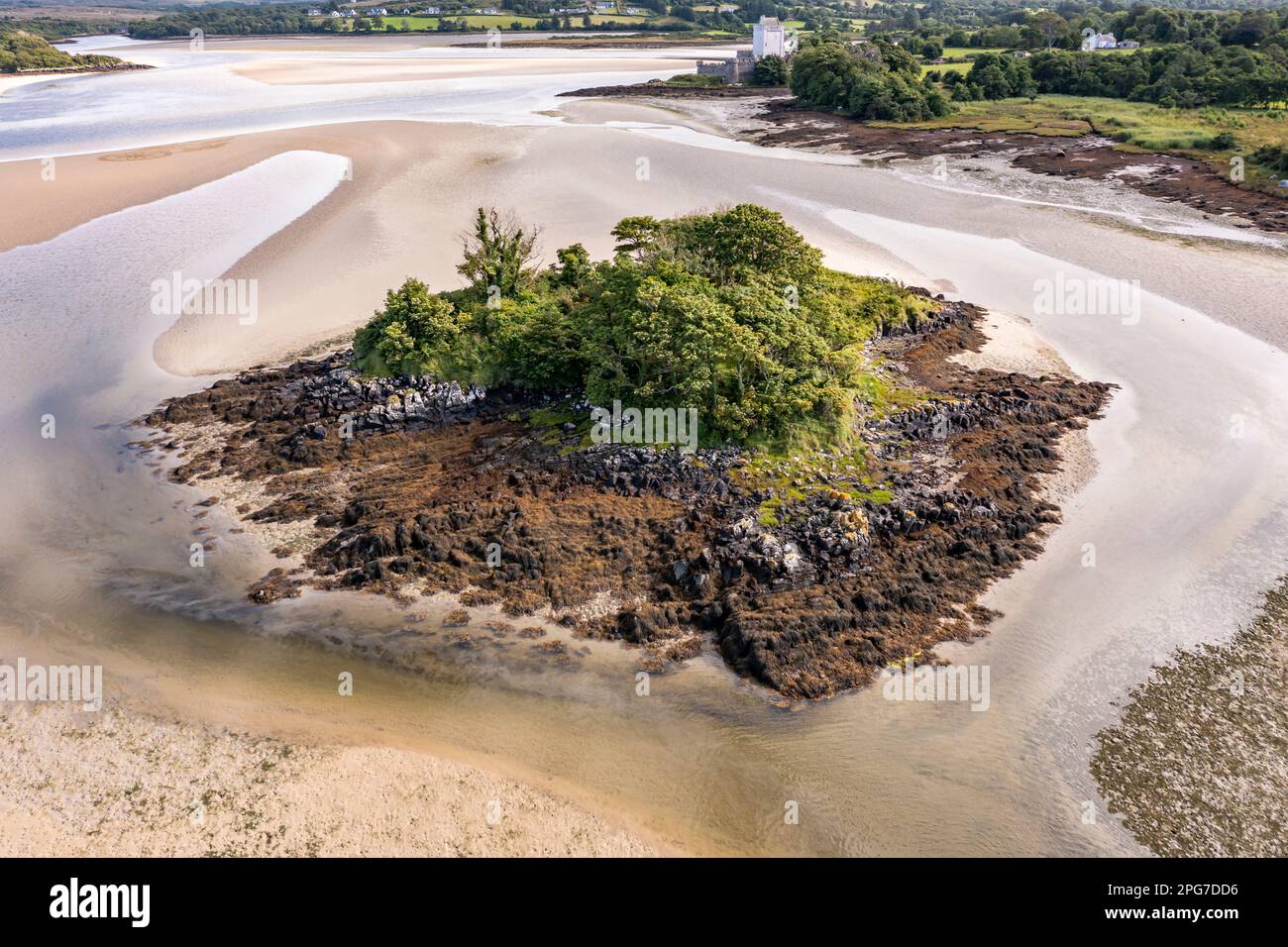 Aerial view of the island in Sheephaven Bay in Creeslough - County ...