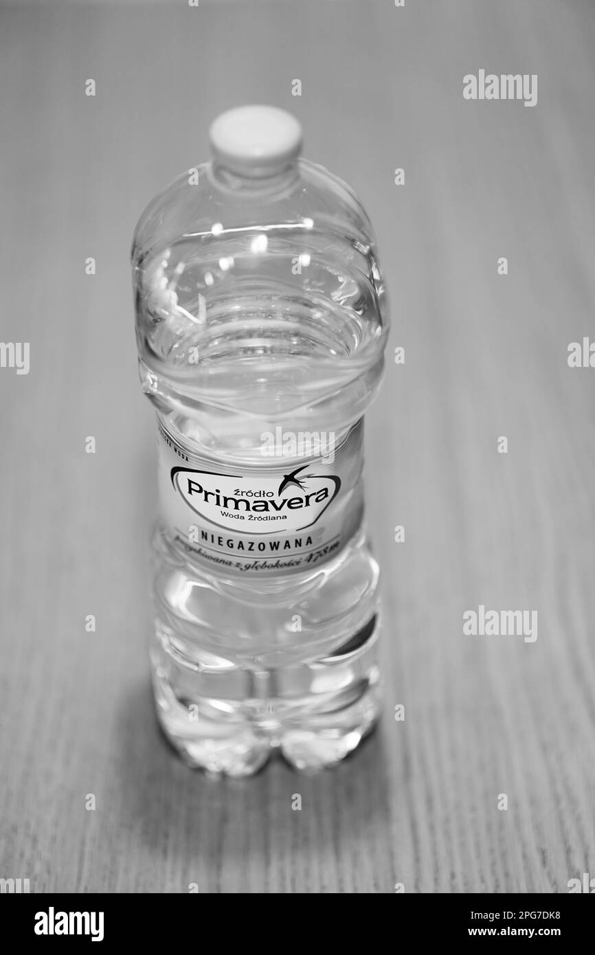 A closeup of a bottle of primavera natural spring water Stock Photo - Alamy