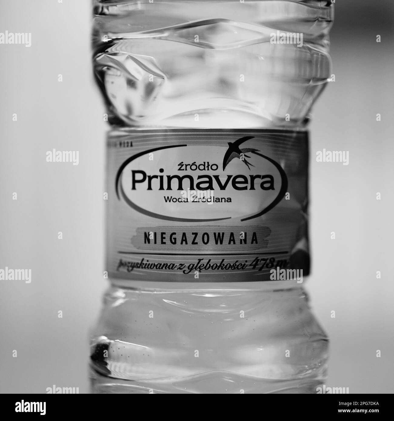 A closeup of a bottle of primavera natural spring water Stock Photo - Alamy
