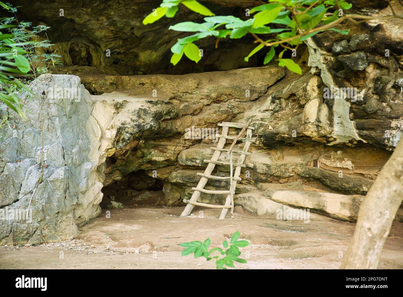 A limestone cave from the outside in Coron, Palawan in the Philippines ...