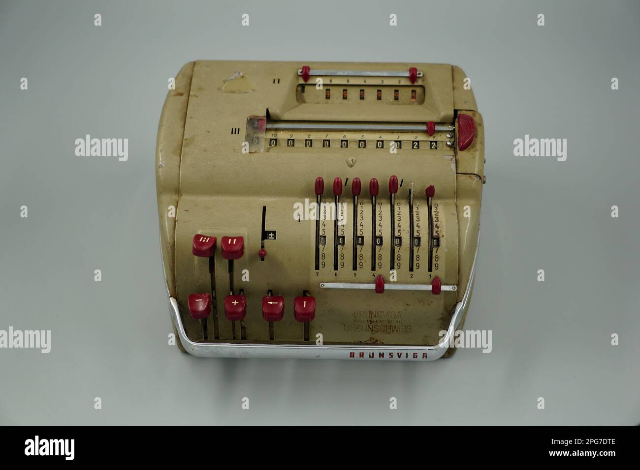 An antique mechanical calculator for counting funds Stock Photo - Alamy