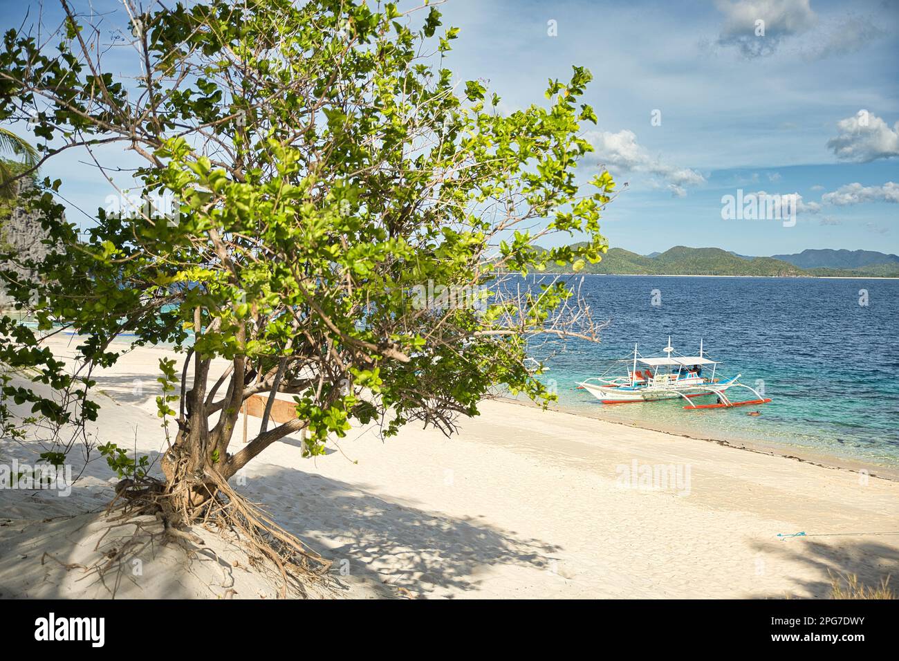 Paradisiacal beach of Coron, Palawan in the Philippines with fine white ...