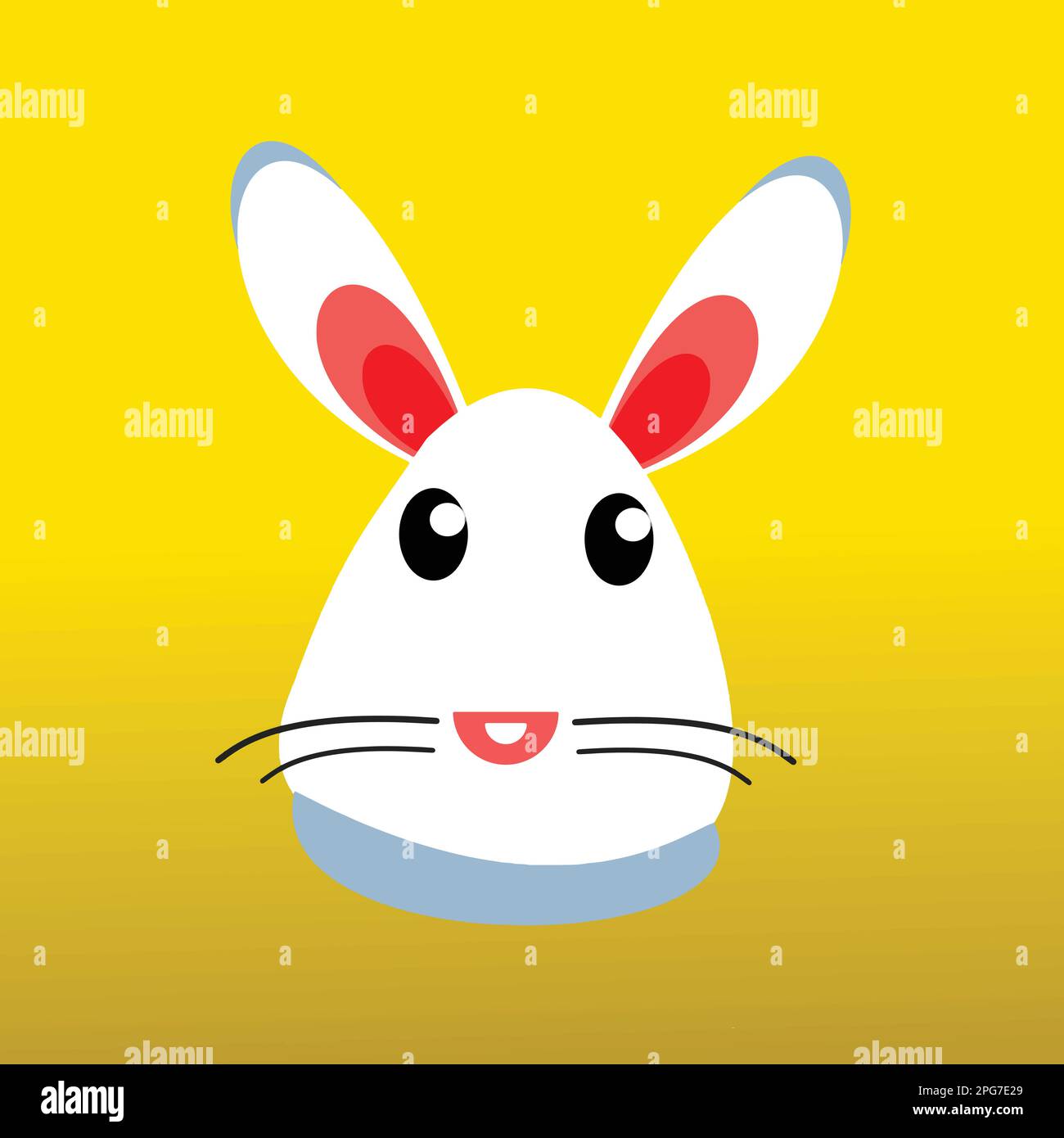 Cute rabbit face on yellow background. Vector illustration for your ...