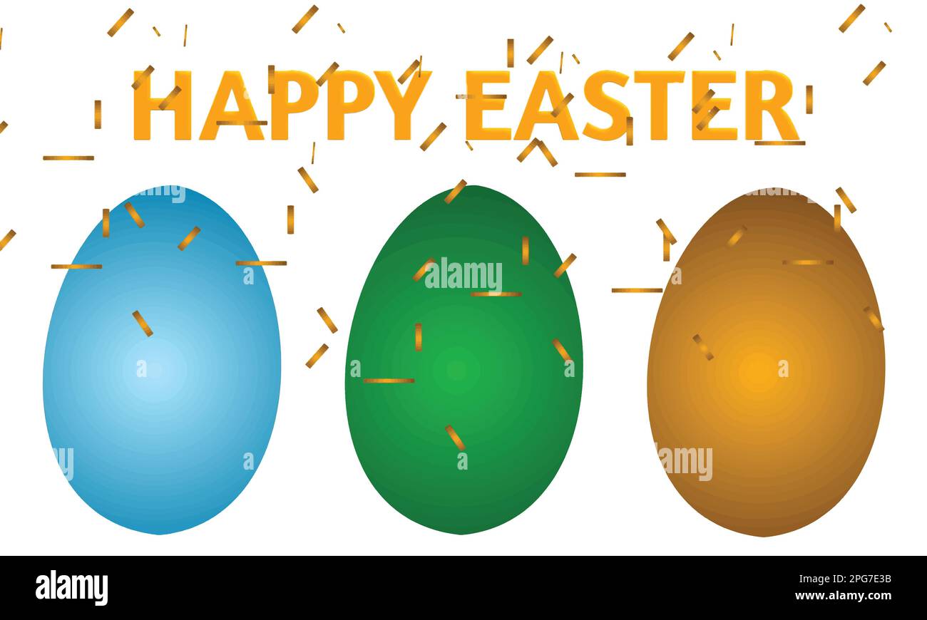 Easter eggs with confetti on a white background. Vector illustration ...