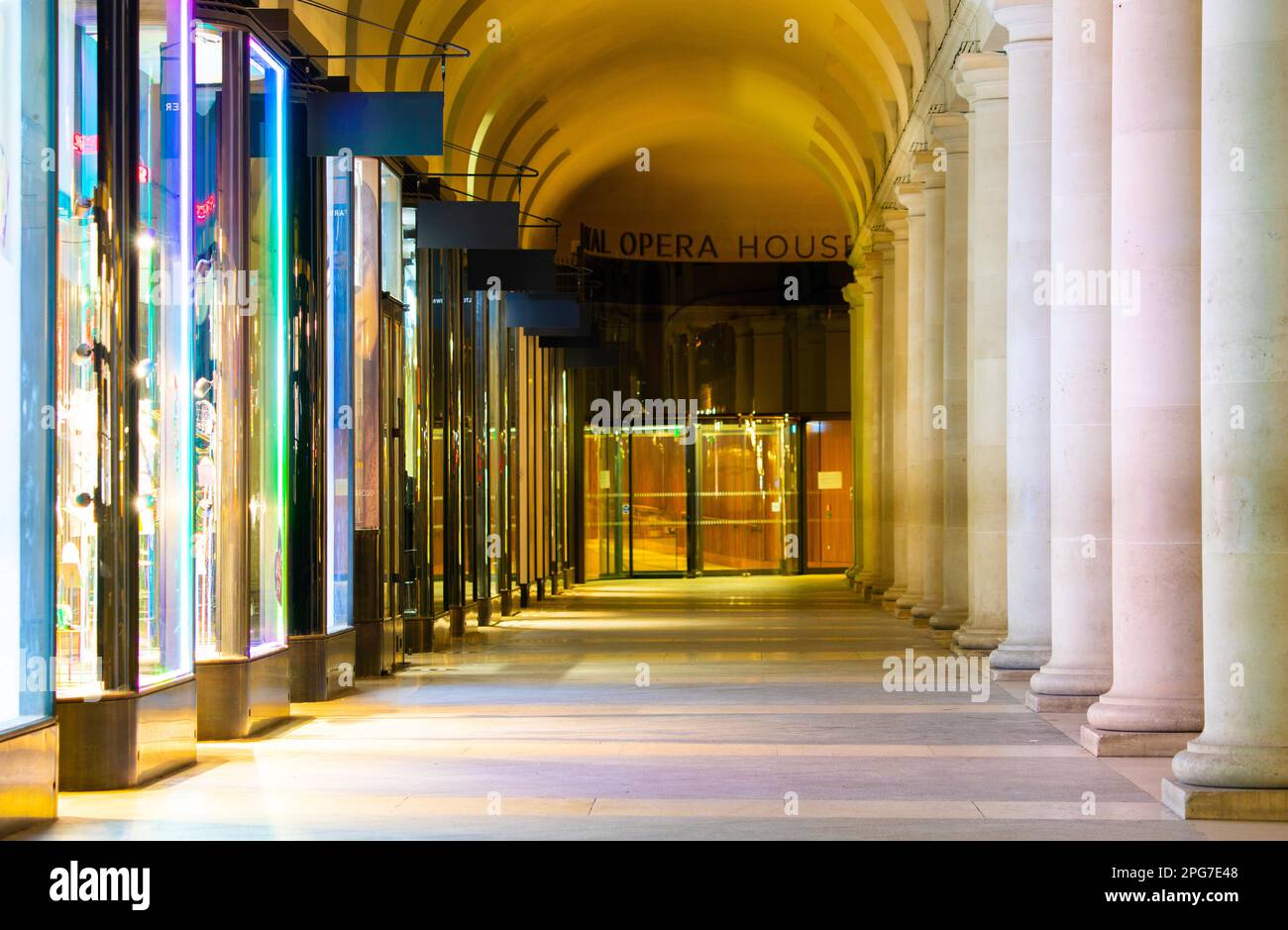 The colonnade leading to one of the entrances to the Royal Opera House ...