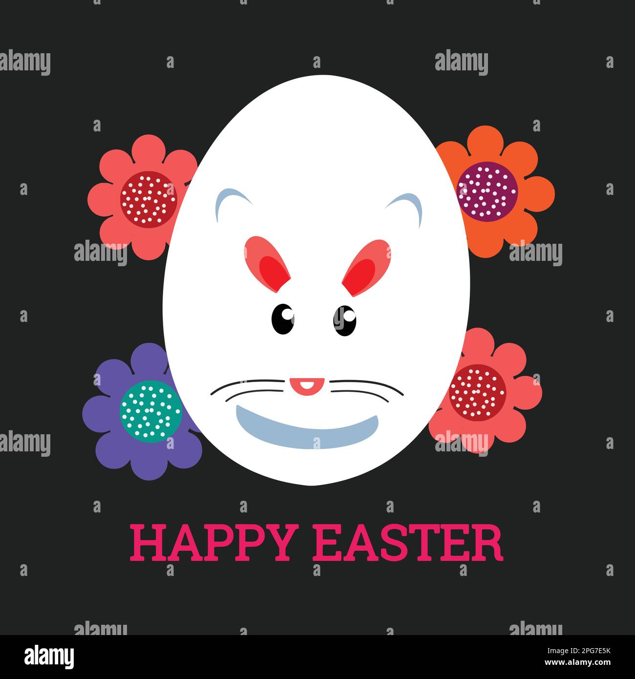 Happy Easter greeting card. Cute egg with flowers. Vector illustration ...