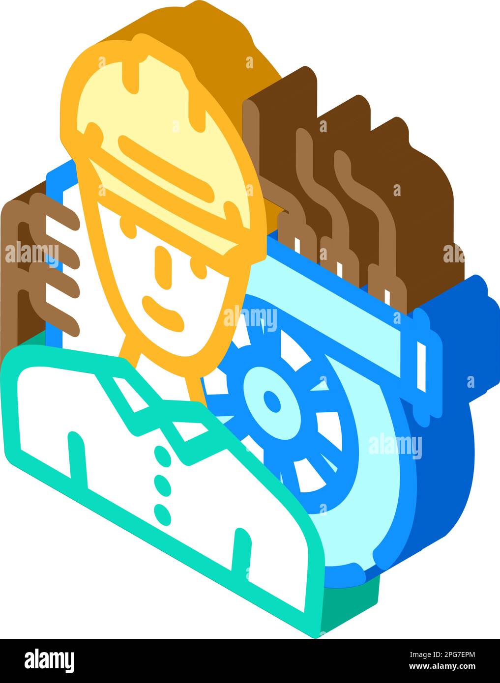 industrial mechanic repair worker isometric icon vector illustration ...