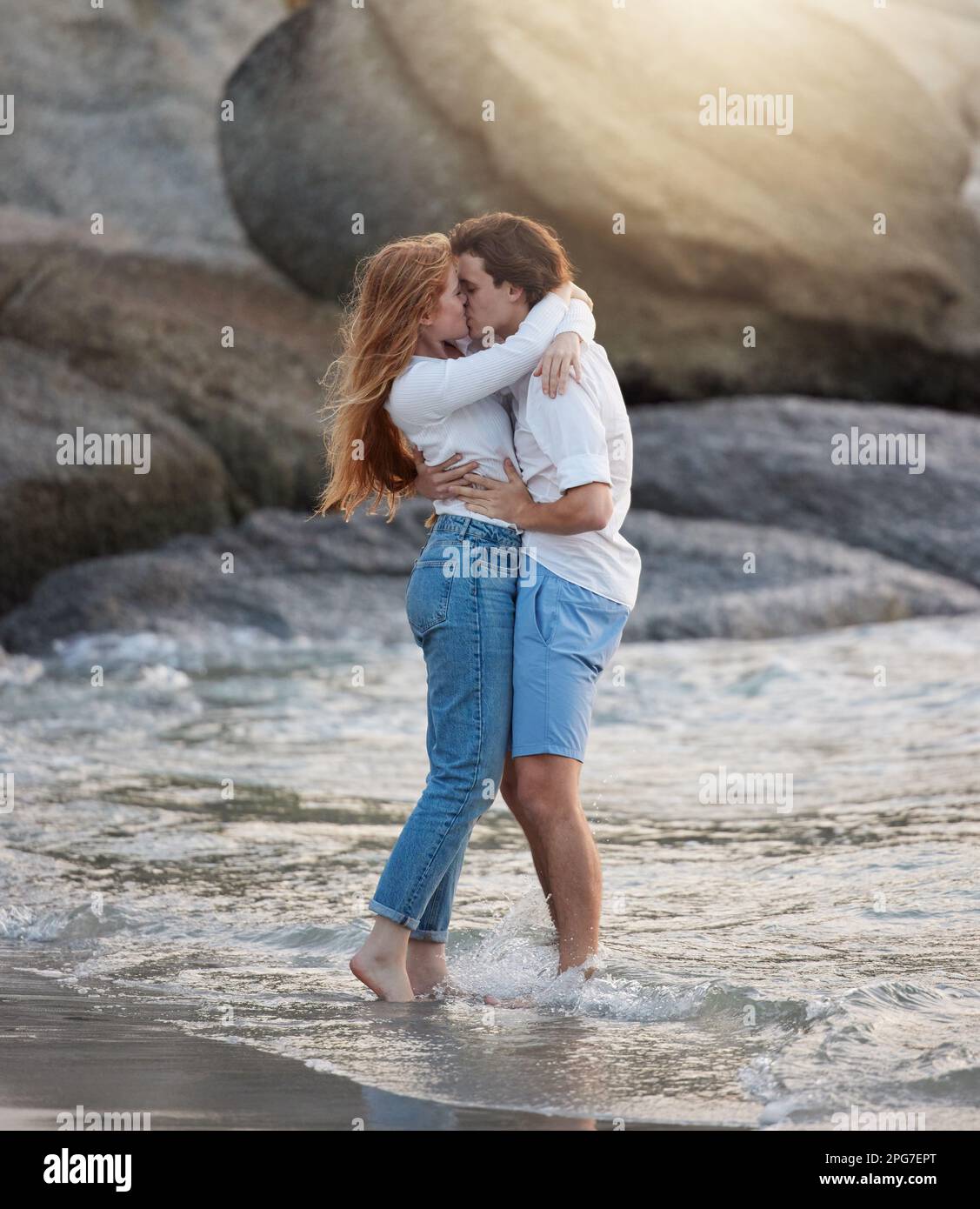 Love Kiss And Happy With Couple At Beach For Romance Relax And Vacation Trip Travel Sweet