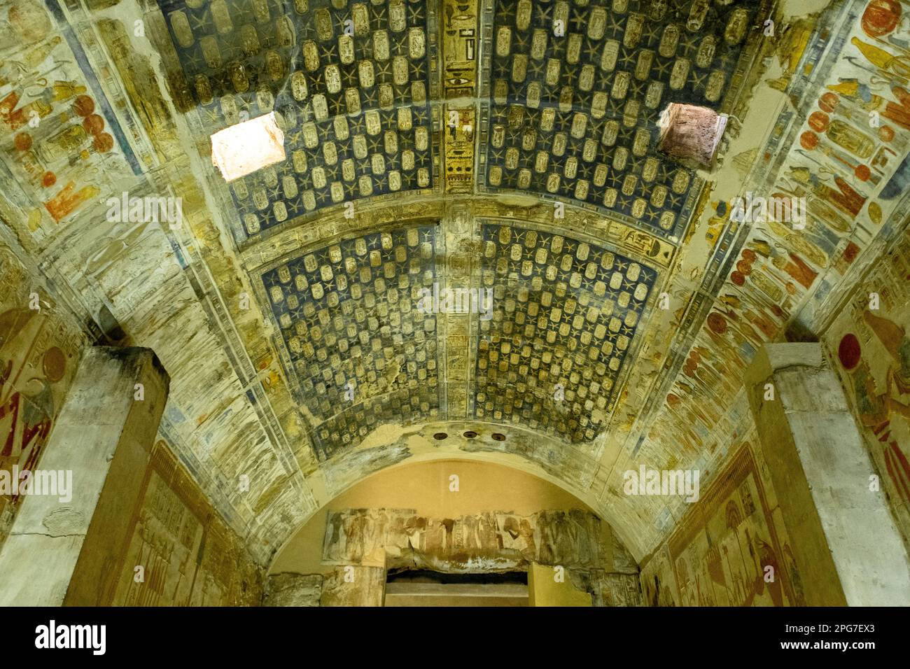 Ceiling in Temple of Seti I, Abydos, Egypt Stock Photo - Alamy