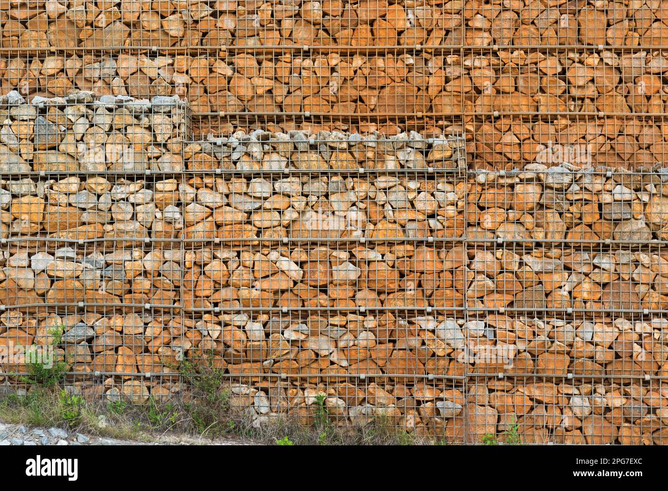 Roadside gabion used to provide stability to a large roadside soil bank ...