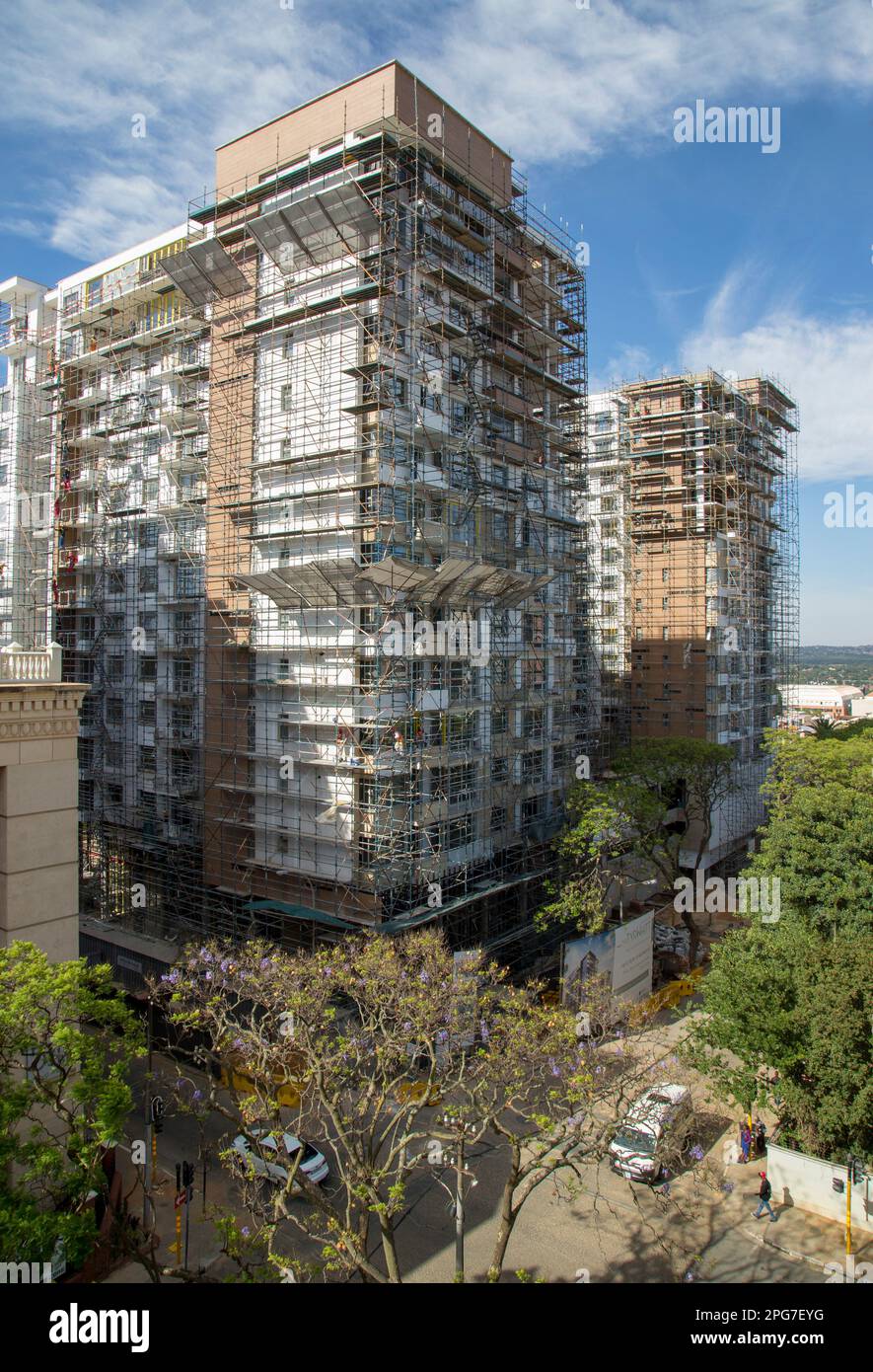 New high-rise apartment building during construction in the Rosebank ...