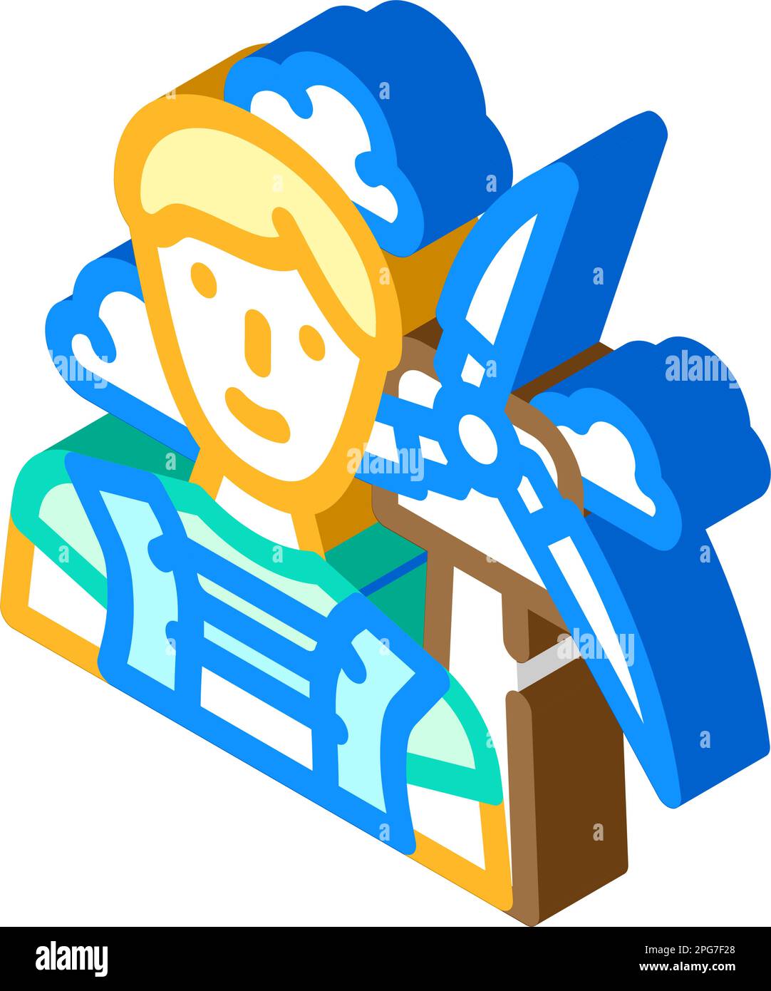 wind turbine technician repair worker isometric icon vector ...
