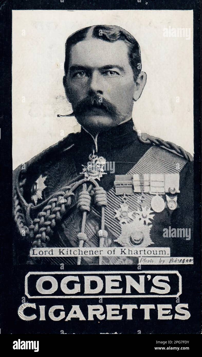 Portrait of Lord Kitchener - Vintage Cigarette Card, Victorian Era ...