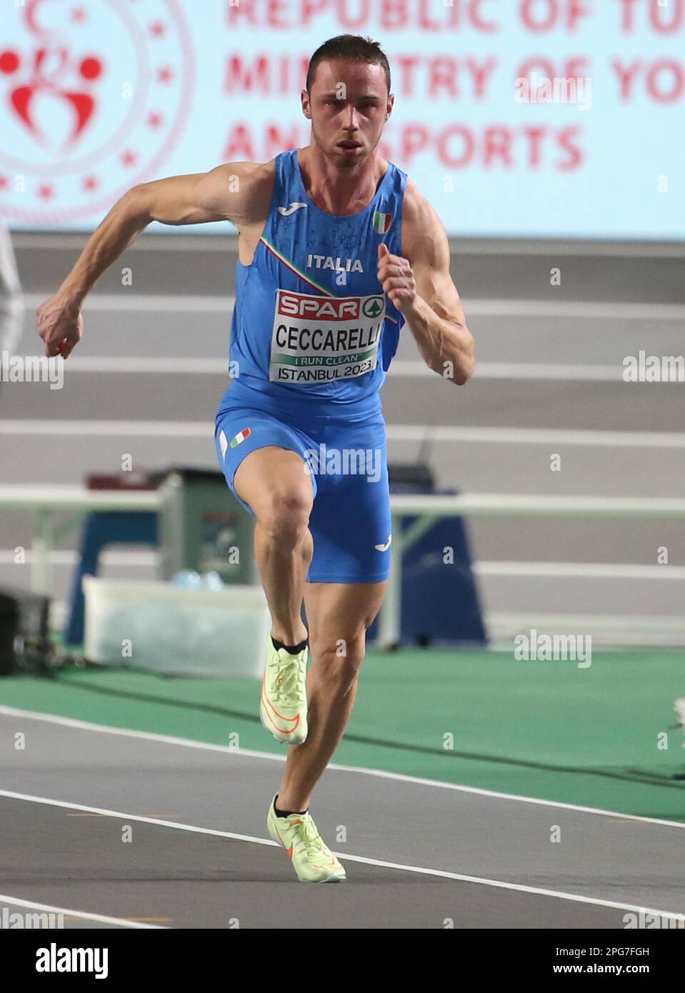 Samuele CECCARELLI of Italy 60m Men Heat during the European Athletics ...