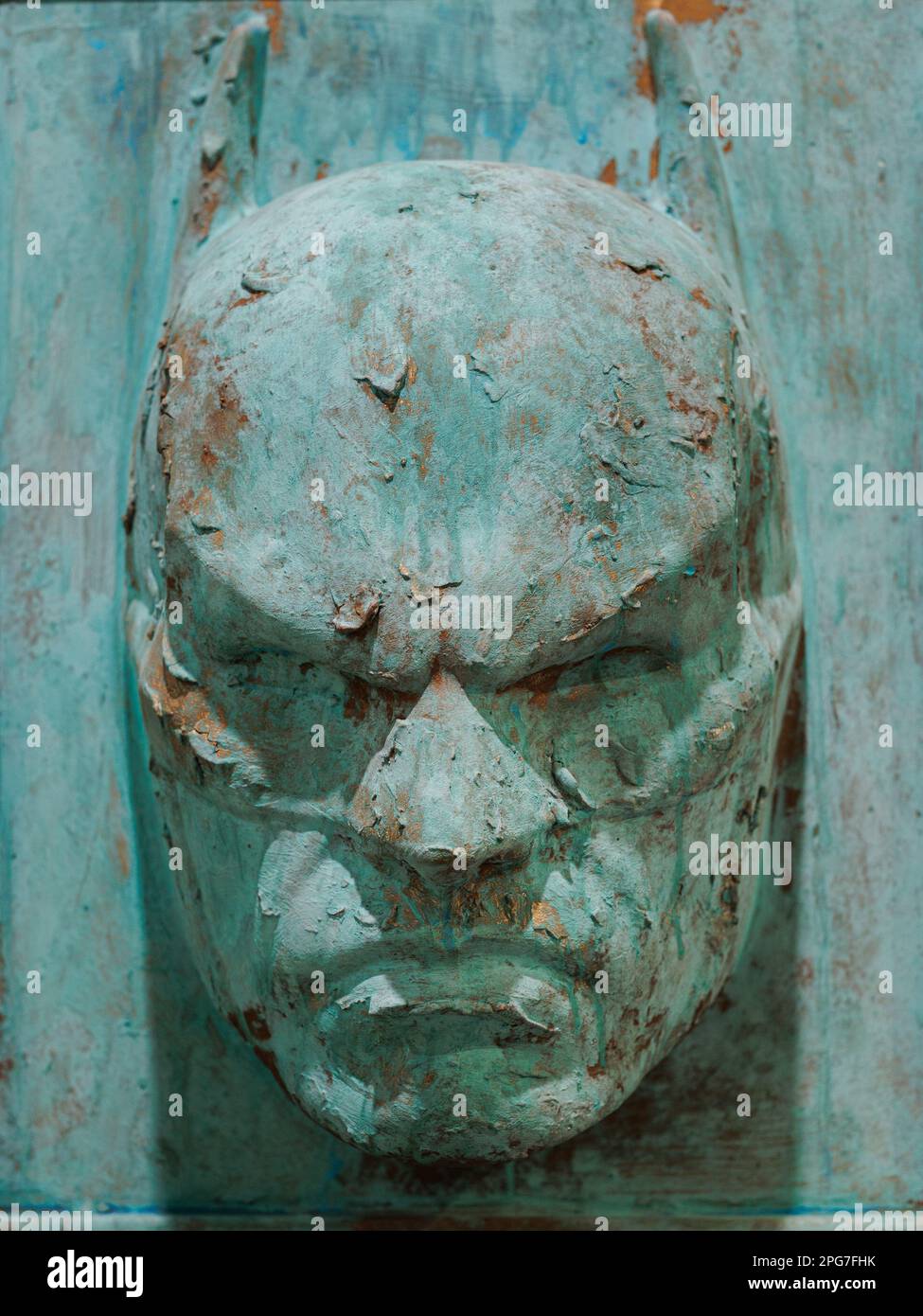 Iron Facial Mask of Batman Coming out in Relief from Surface Stock ...