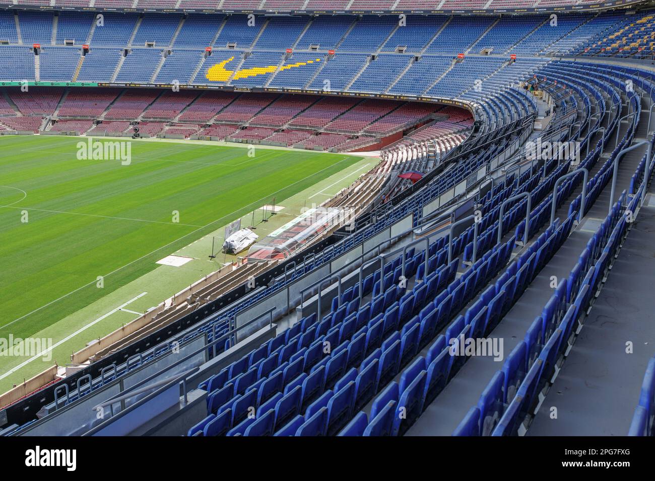 View from the highest Seats of the F.C. Barcelona Soccer Stadium, Camp ...