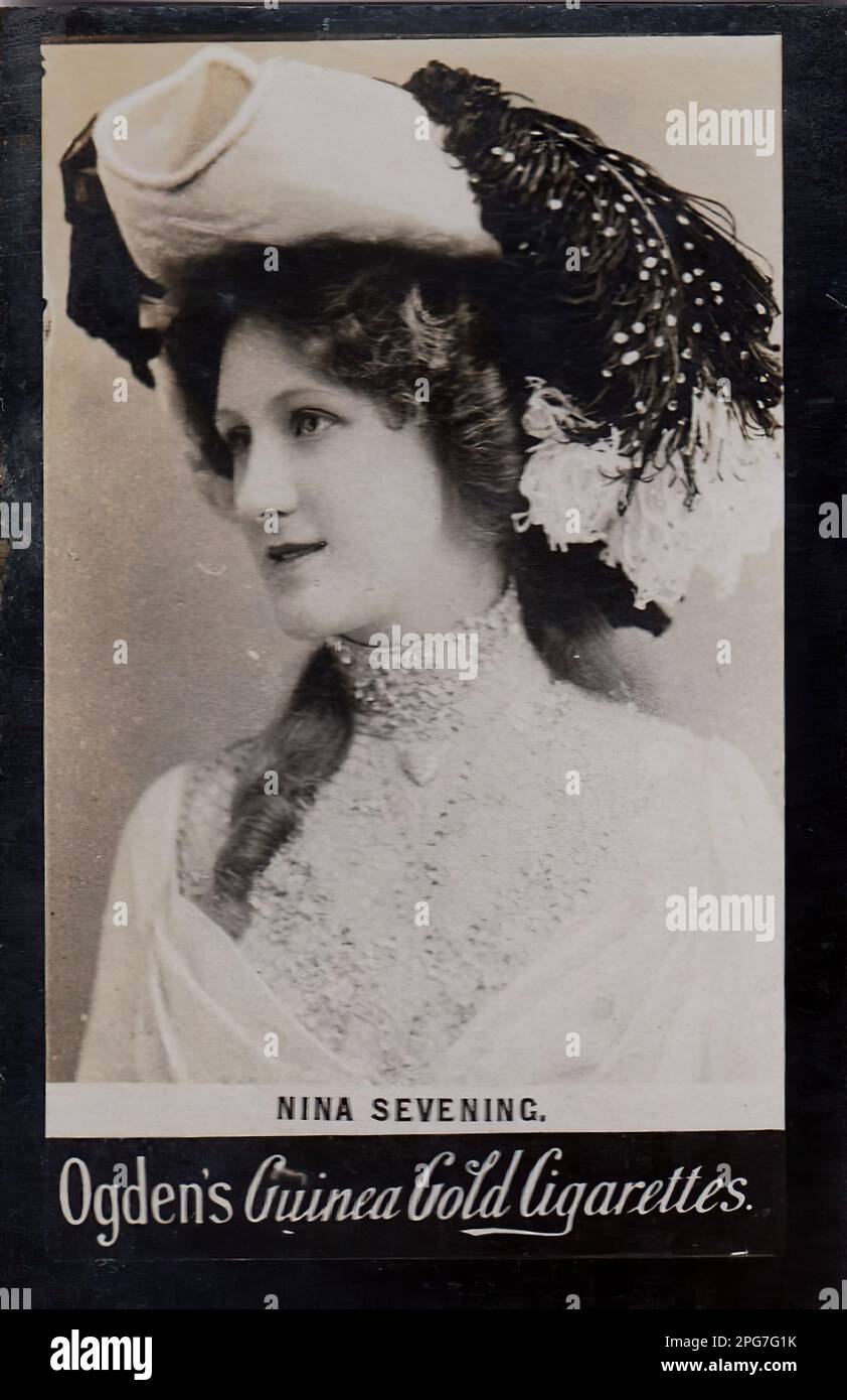 Portrait of Actress Nina Sevening - Vintage Cigarette Card, Victorian ...