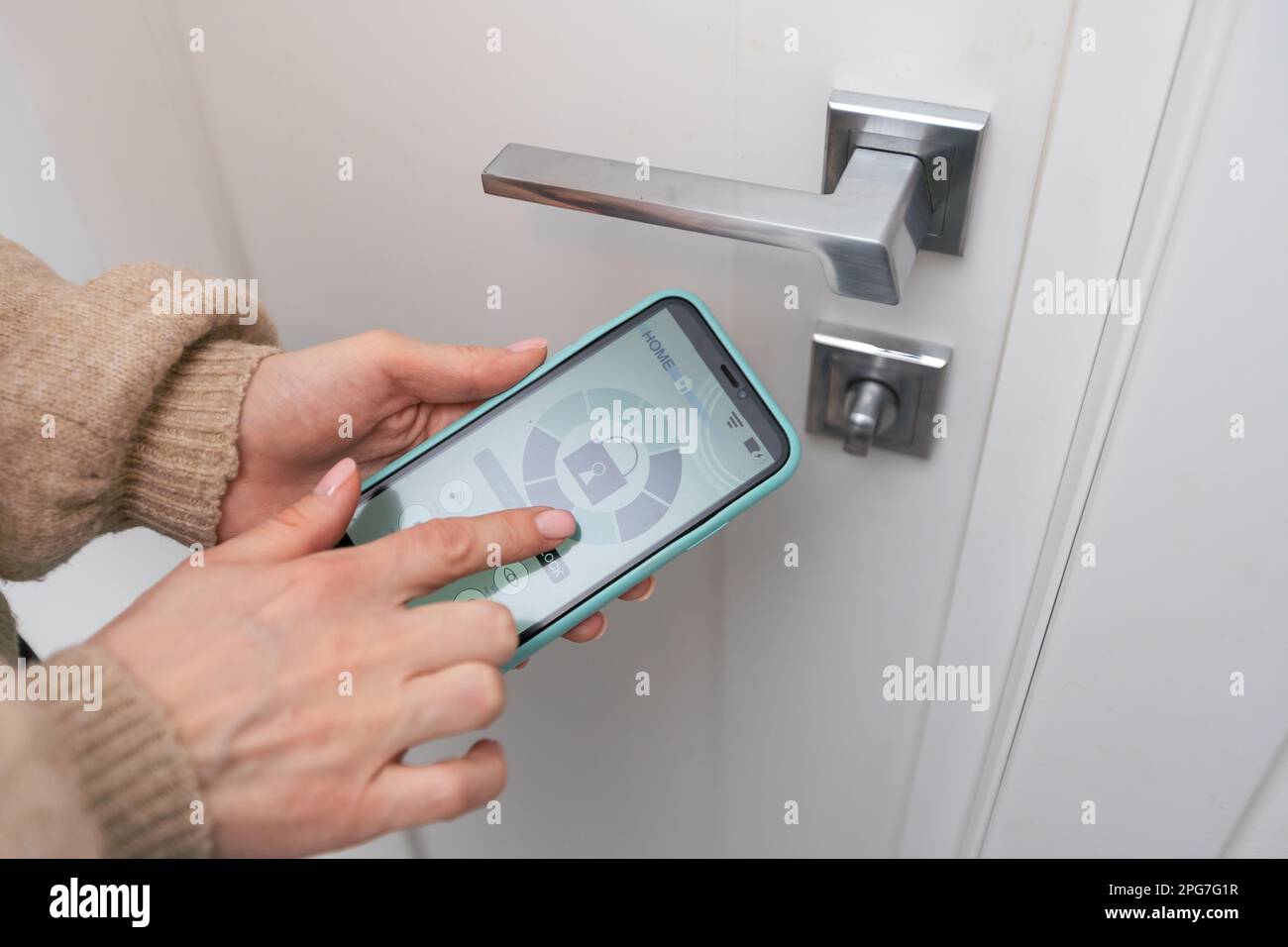 Hotel door security Unlocking by application on mobile phone. Digital ...
