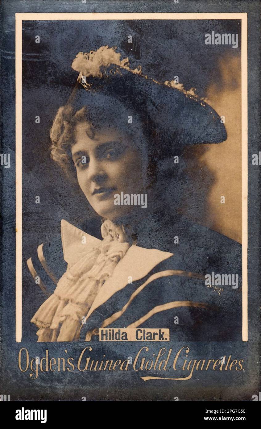 Portrait of Actress Hilda Clark - Vintage Cigarette Card, Victorian Era ...