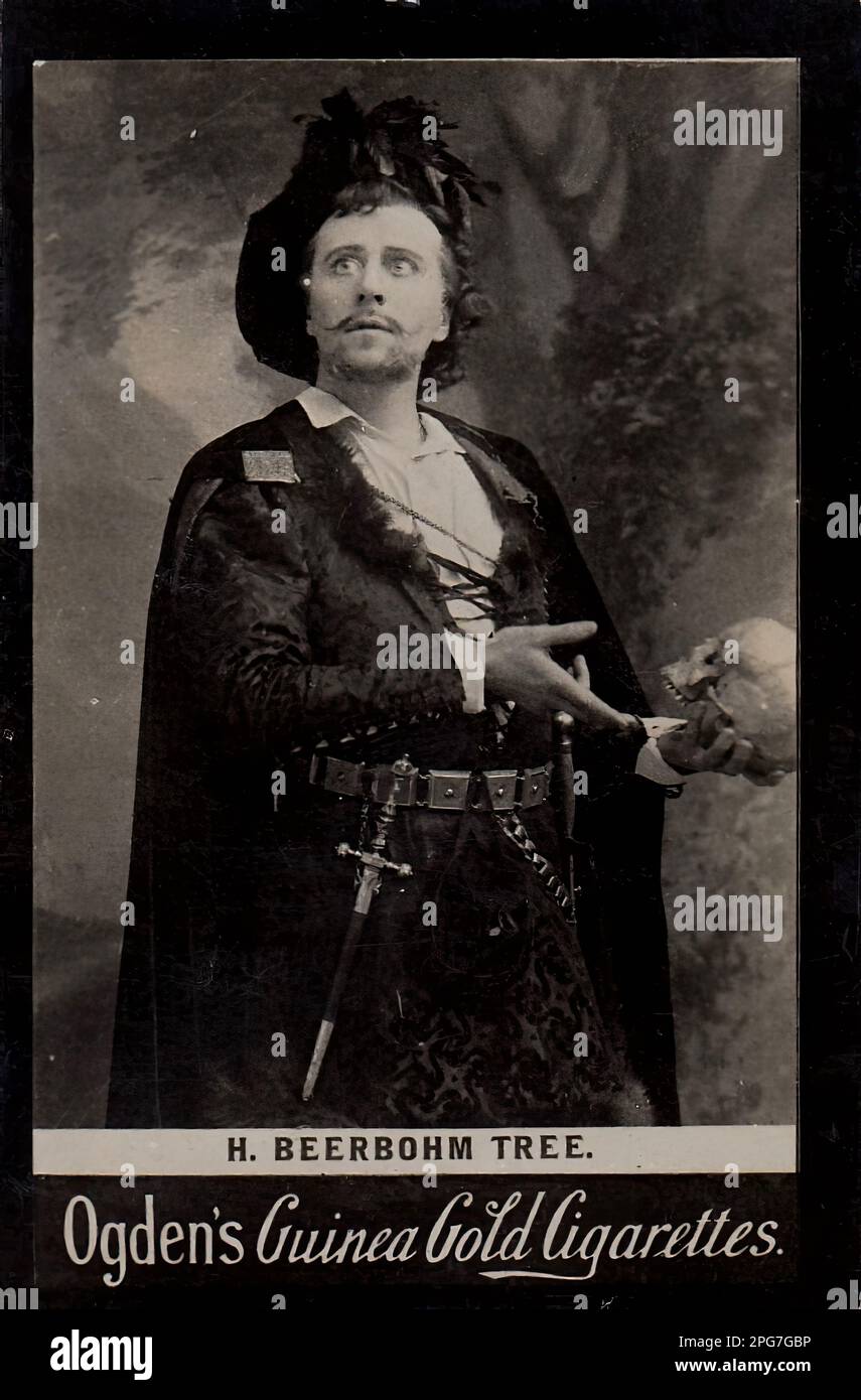 Portrait of Herbert Beerbohm Tree - Vintage Cigarette Card, Victorian ...