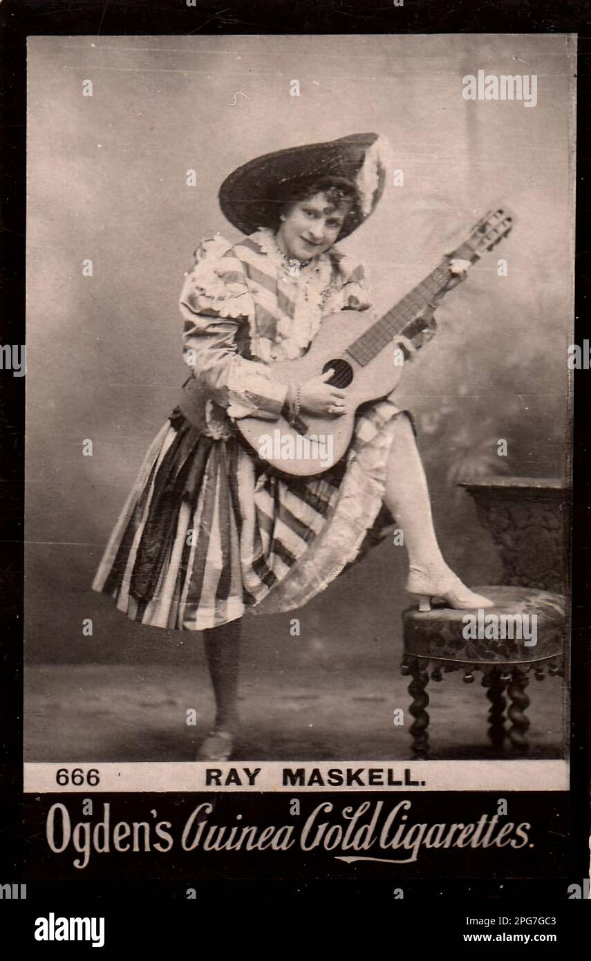 Portrait of Actress Ray Maskell - Vintage Cigarette Card, Victorian Era ...