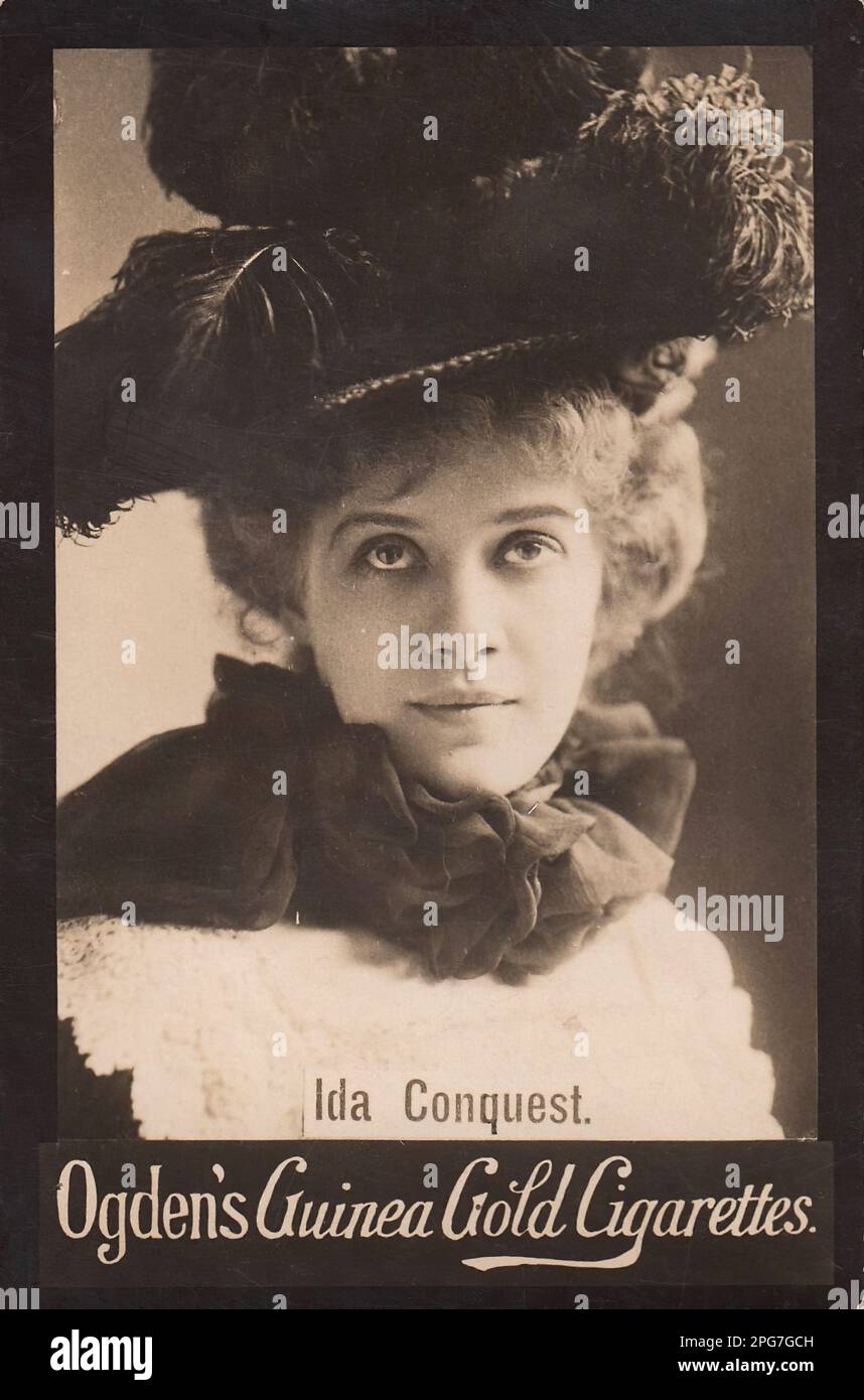 Portrait of Actress Ida Conquest - Vintage Cigarette Card, Victorian ...