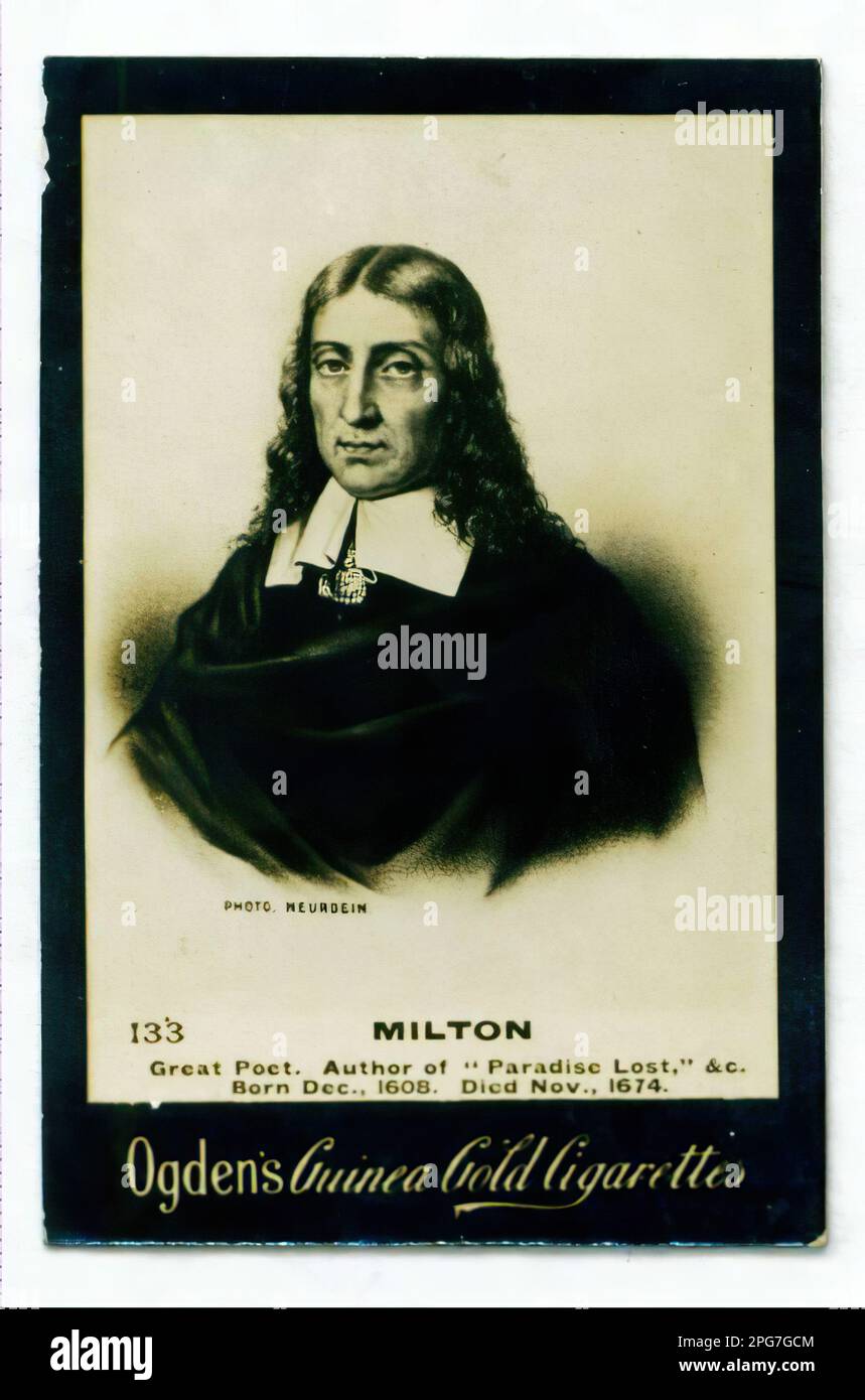 Portrait of Milton - Vintage Guinea Gold Cigarette Card, Victorian Era ...