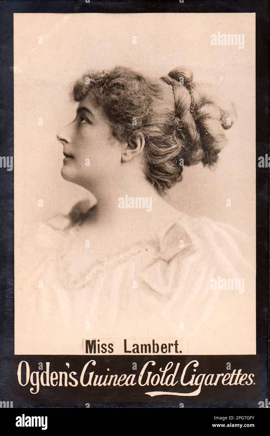 Portrait of Miss Lambert - Vintage Cigarette Card, Victorian Era Stock ...