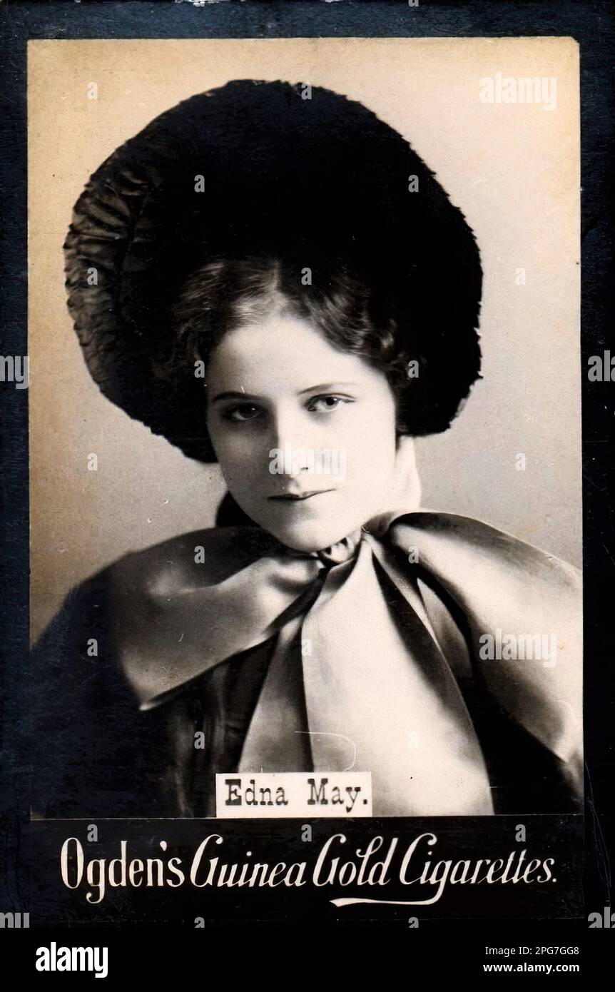 Portrait of Actress Edna May - Vintage Cigarette Card, Victorian Era ...