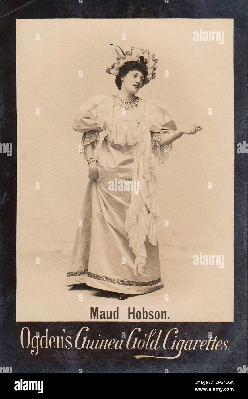 Portrait of Maud Hobson - Vintage Cigarette Card, Victorian Era Stock ...