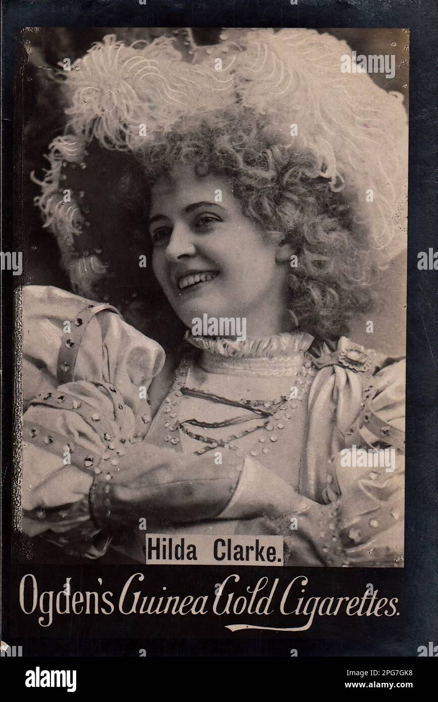 Portrait of Actress Hilda Clarke - Vintage Cigarette Card, Victorian ...