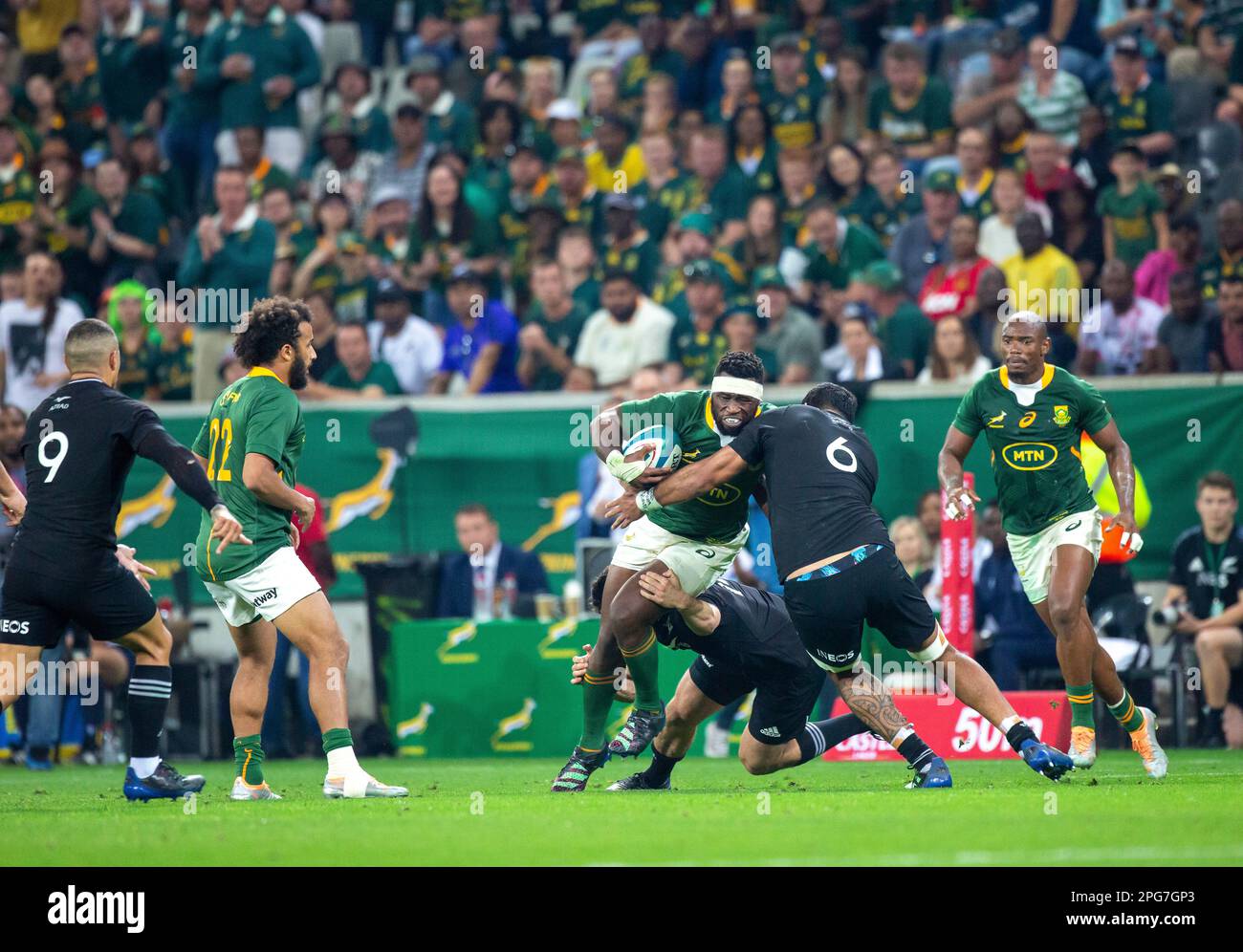 Siya Klolisi trying to evade a tackle during the Springbok test against ...