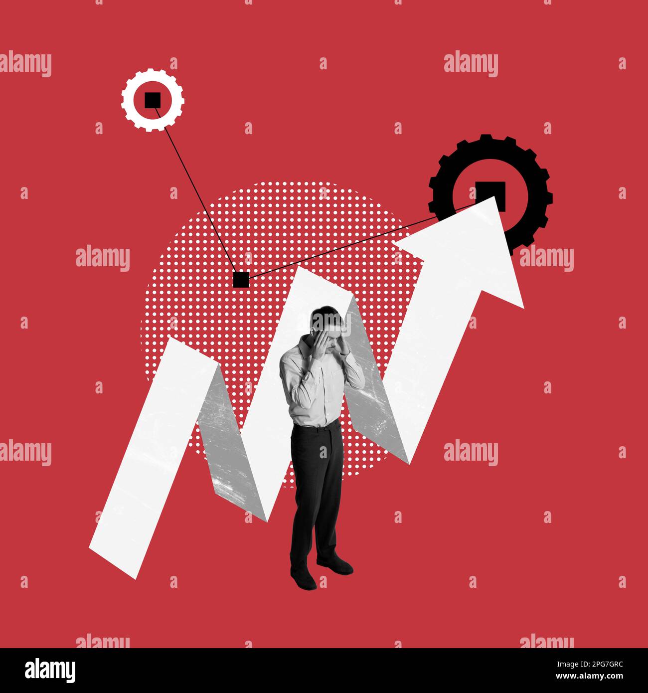 Stressed businessman holding head with hands, overworking. Financial ...