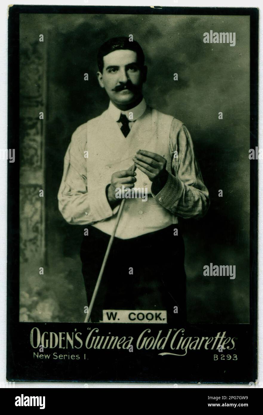 Portrait of Billiards Player W.Cook - Vintage Cigarette Card, Victorian ...