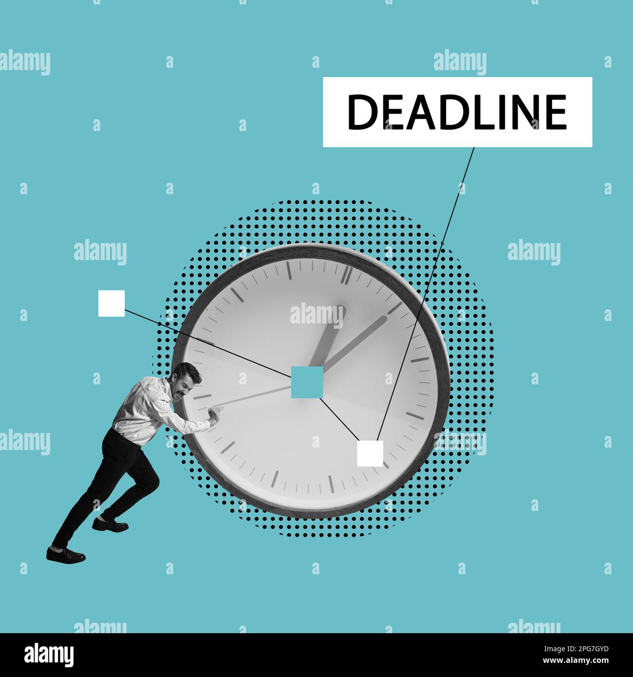 Businessman pushing clock symbolizing professional deadlines and ...
