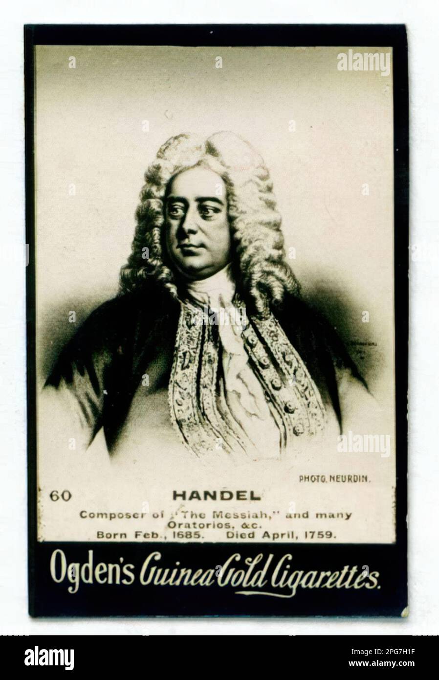 Portrait of Handel - Vintage Guinea Gold Cigarette Card, Victorian Era ...