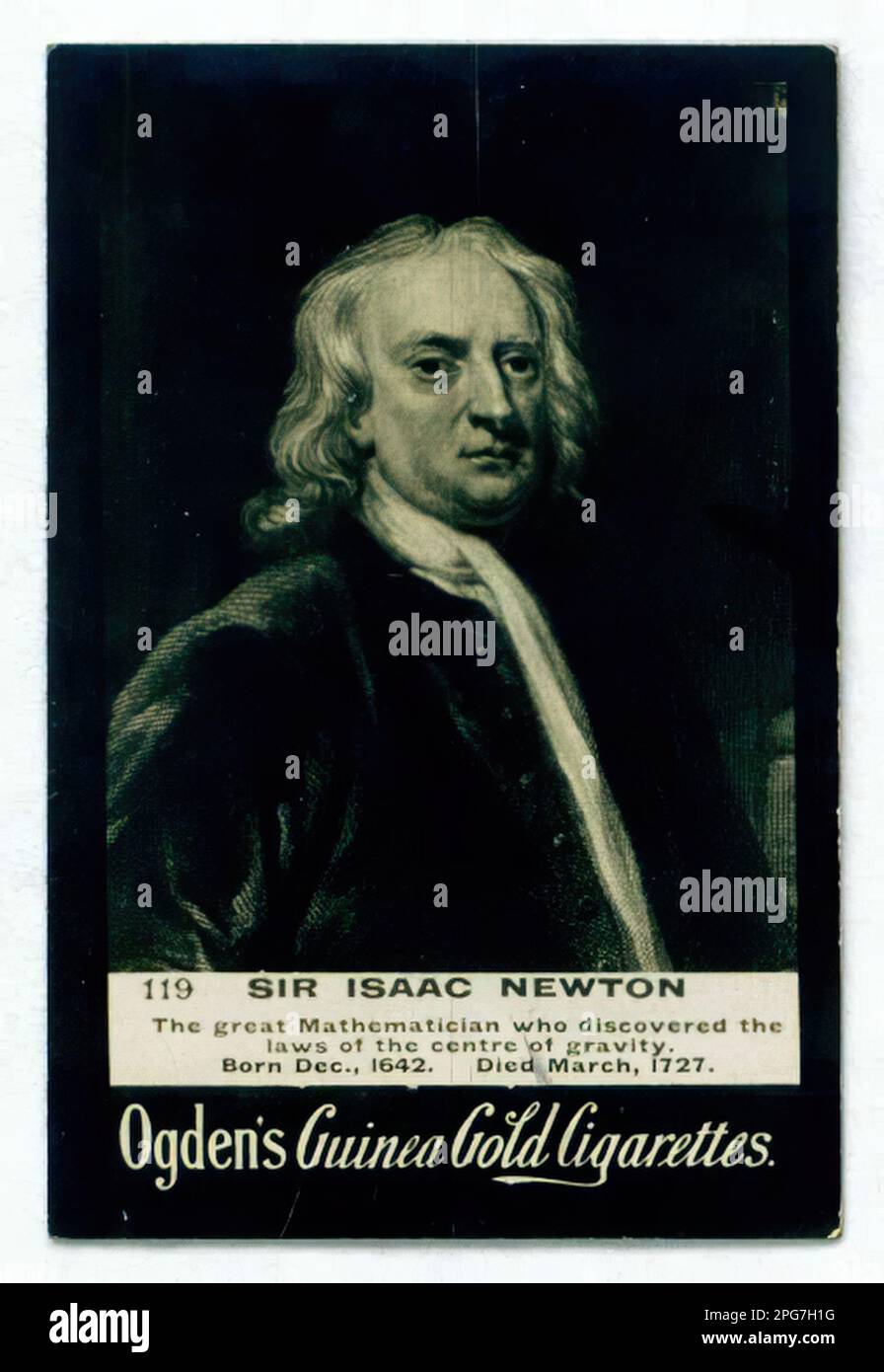 Portrait of Sir Isaac Newton - Vintage Guinea Gold Cigarette Card ...