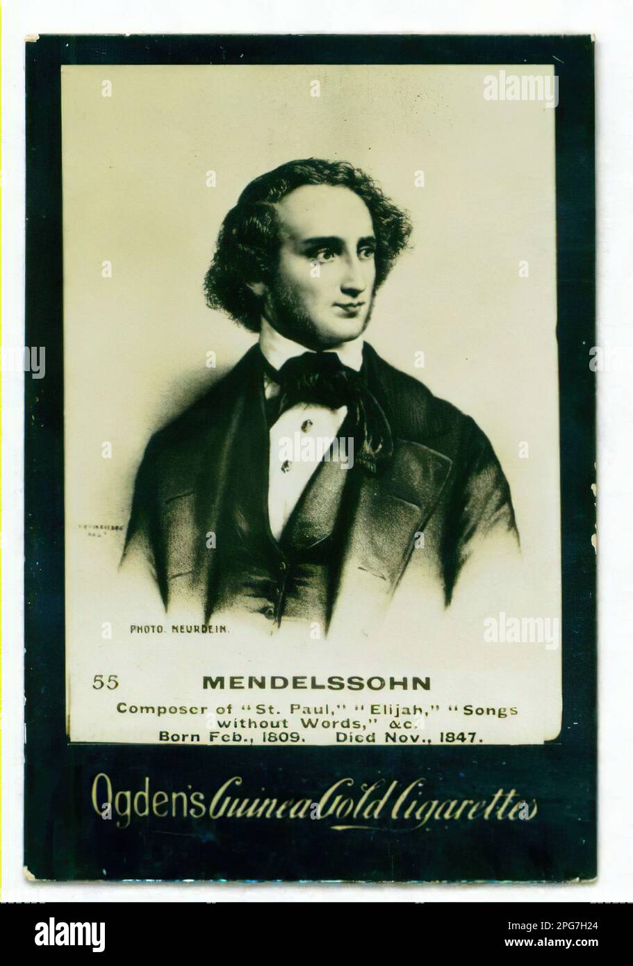 Portrait of Mendelssohn - Vintage Guinea Gold Cigarette Card, Victorian ...