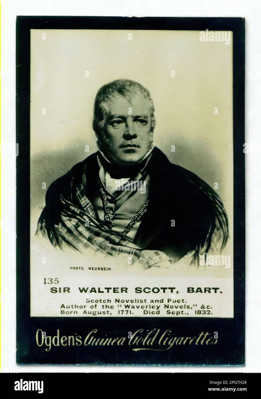 Portrait of Sir Walter Scott - Vintage Guinea Gold Cigarette Card ...
