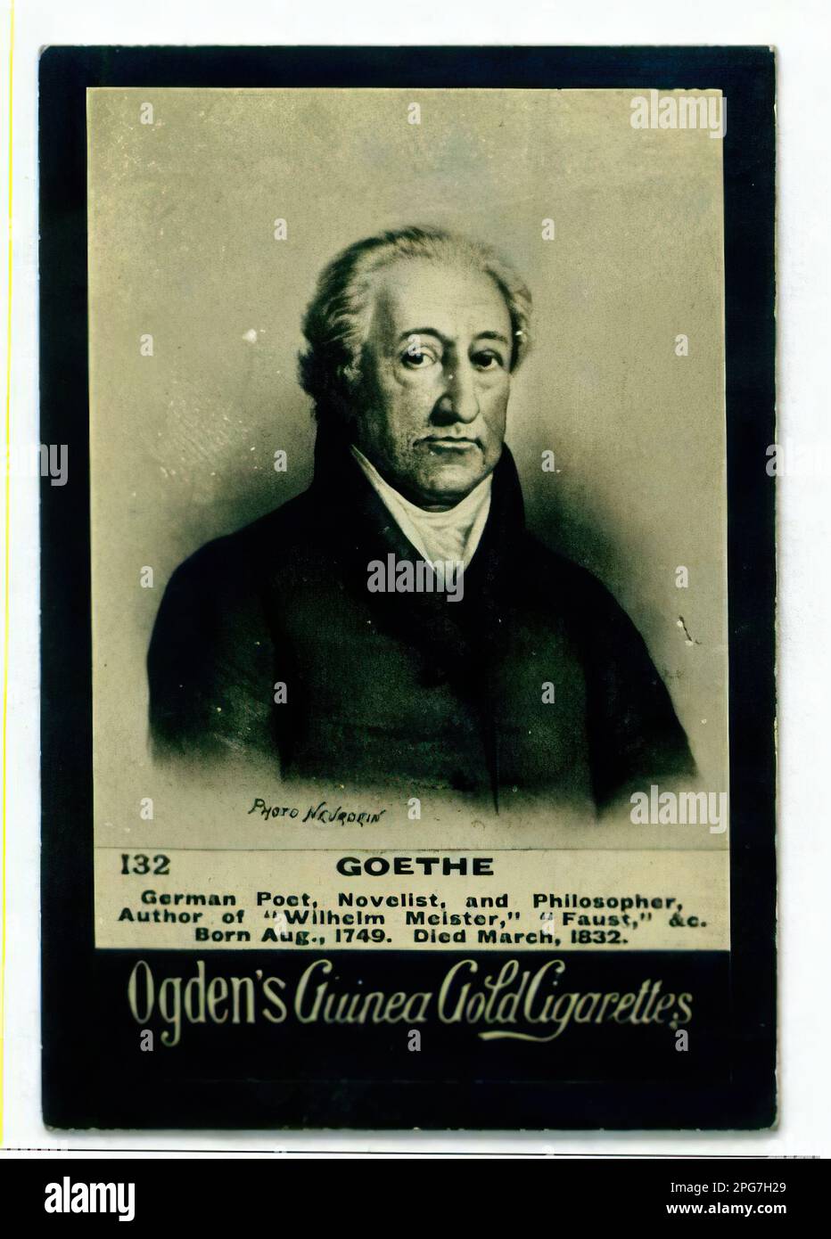 Portrait of Goethe - Vintage Guinea Gold Cigarette Card, Victorian Era ...