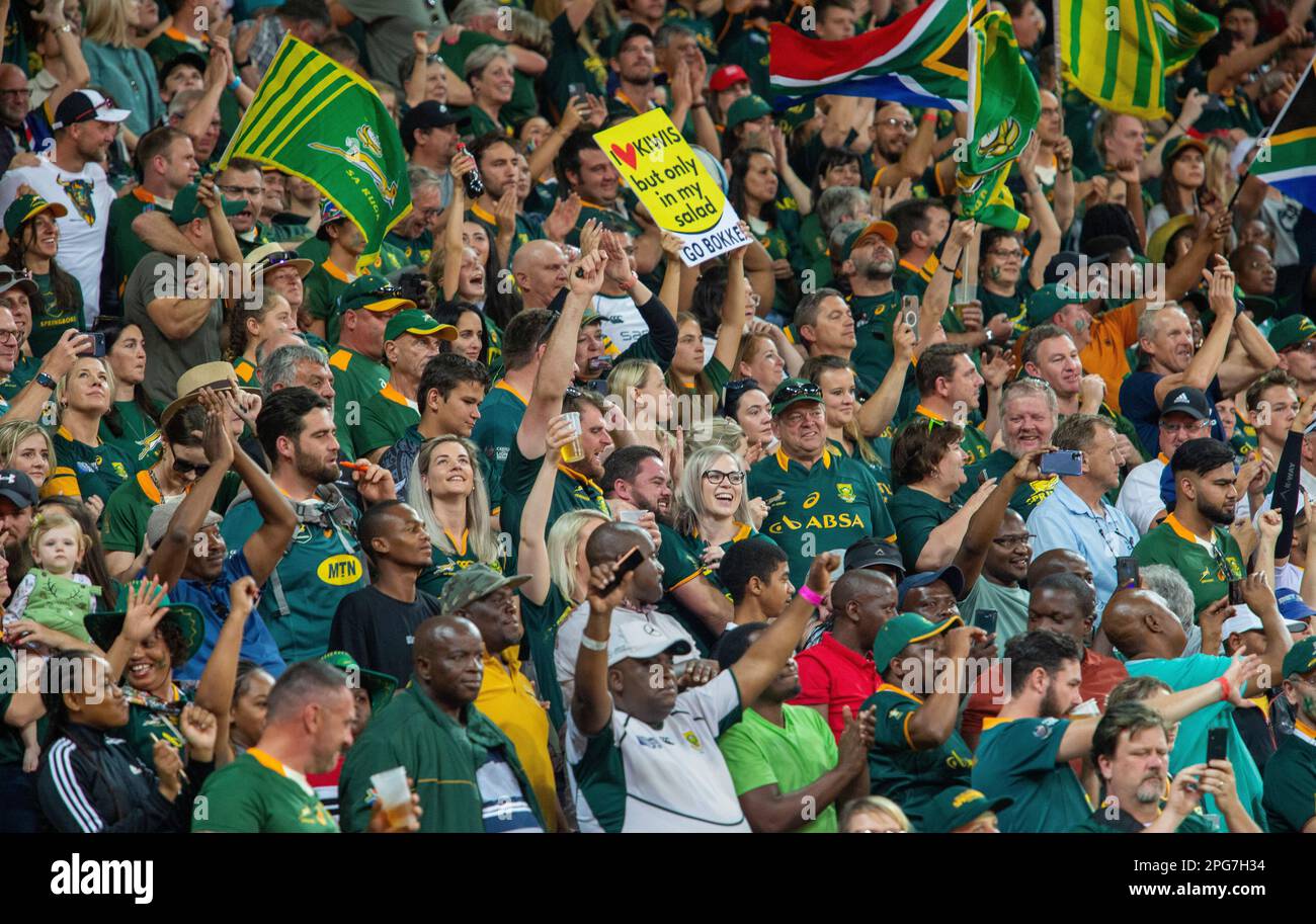 Jubilant fans celebrating a Springbok win against the All Blacks. 6 ...