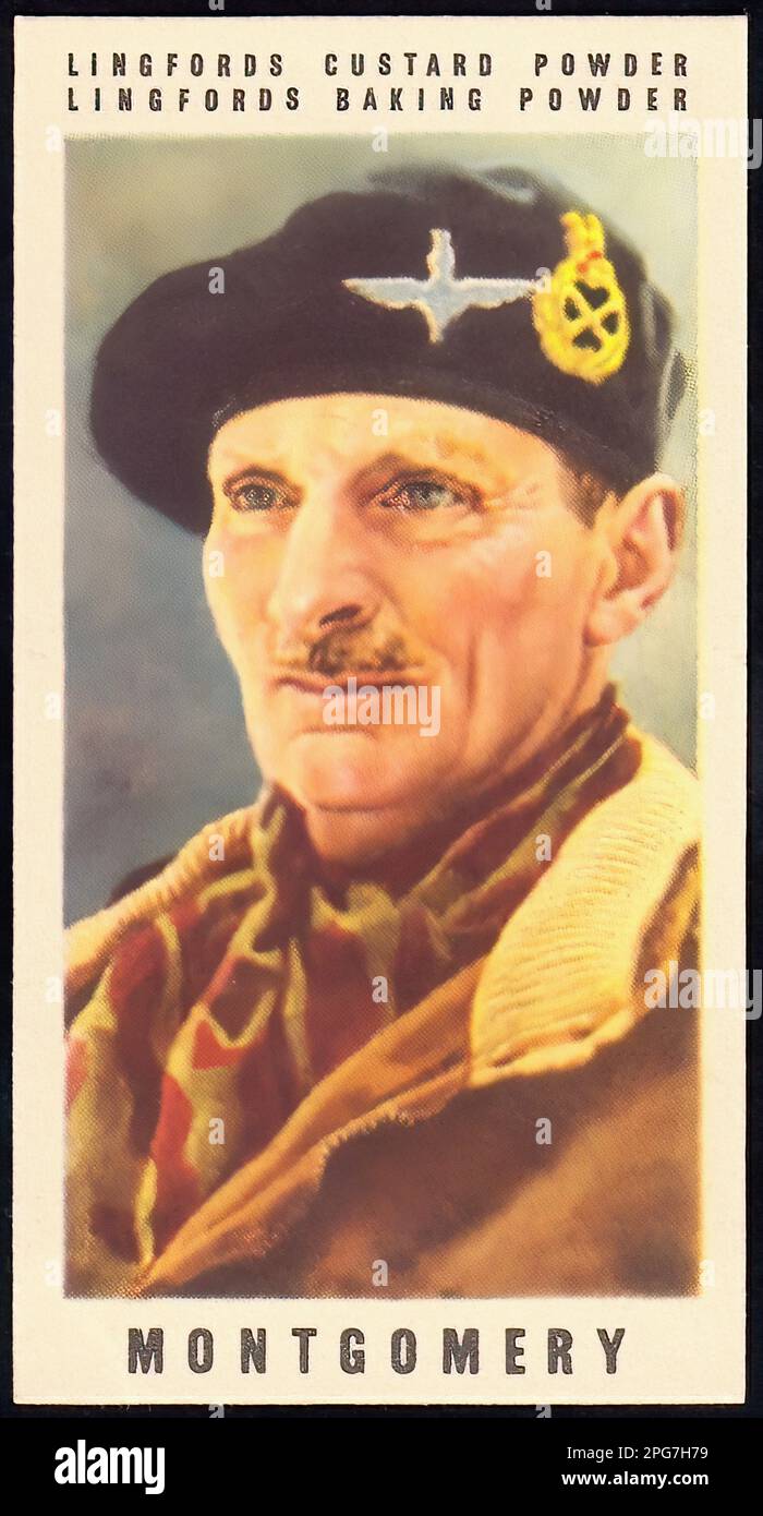 Portrait of Field Marshal Montgomery - Vintage British Trade Card Stock ...