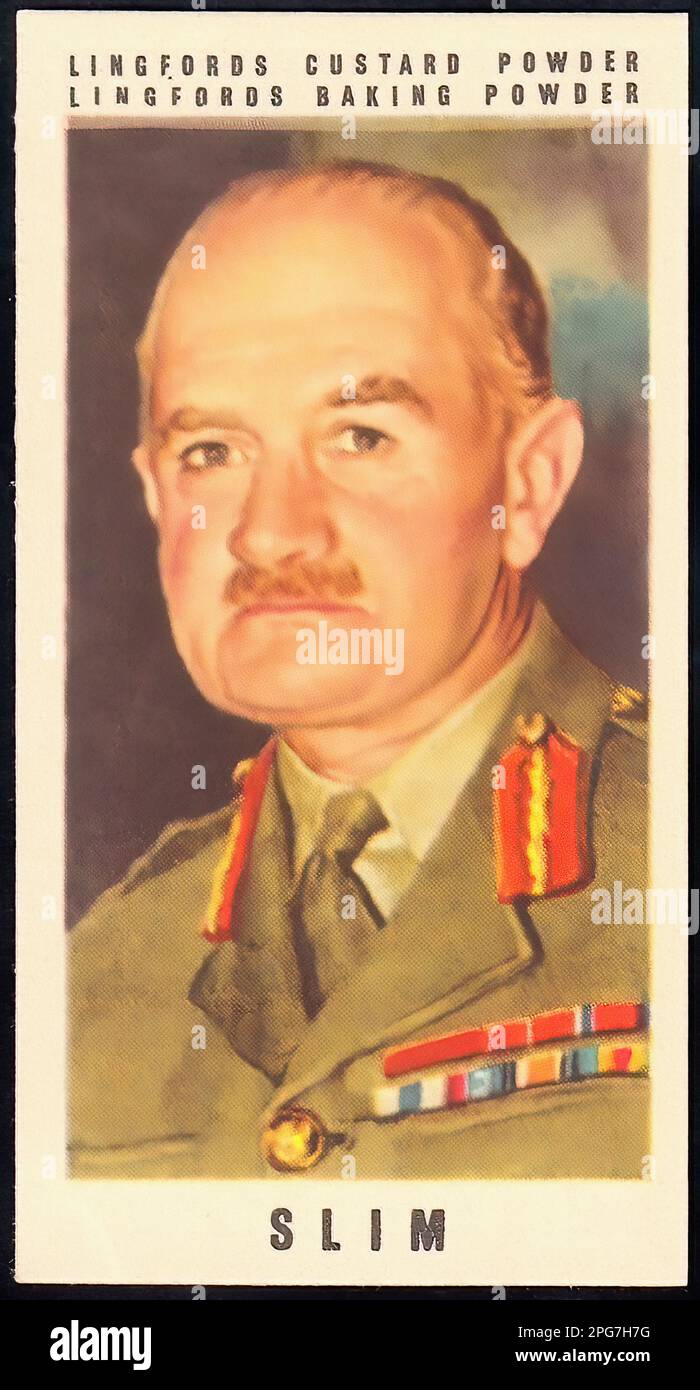 Portrait of Field Marshal Slim - Vintage British Trade Card Stock Photo ...