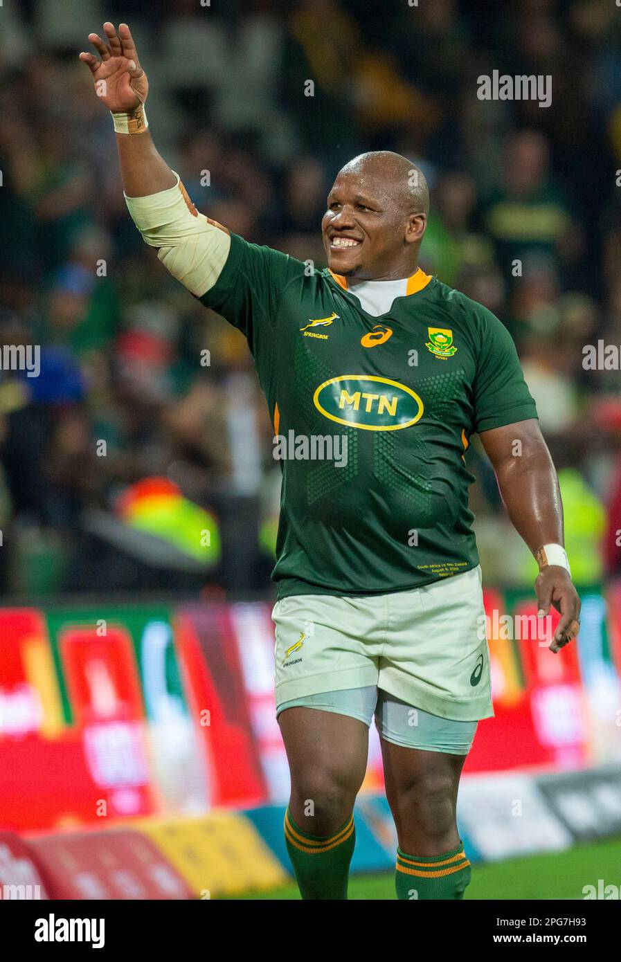 Bongi Mbonambi waving to the crowd after a historic win against the All ...